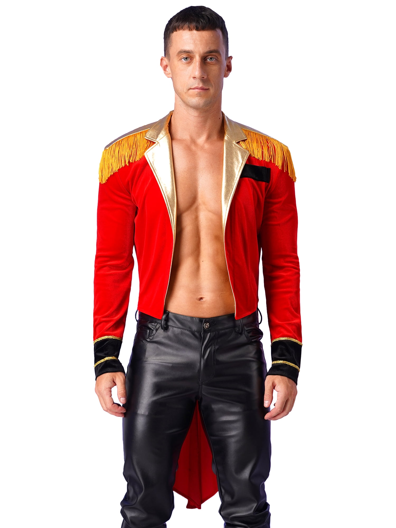 Doomiva Men's Circus Showman Tailcoat Jacket Halloween Dress Up Ring ...