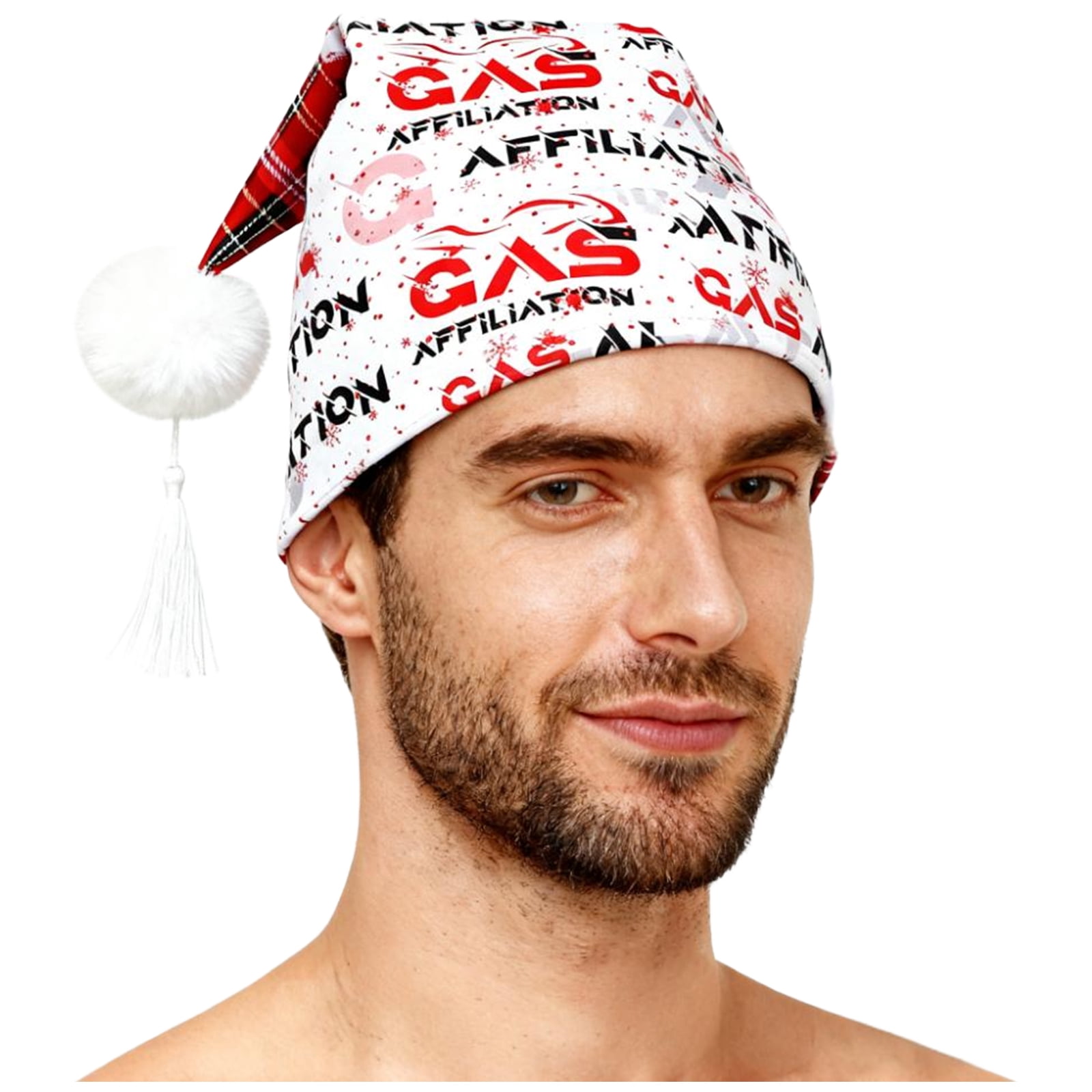Doomiva Men's Night Sleeping Cap Buffalo Plaid Santa Sleeping Hat with ...