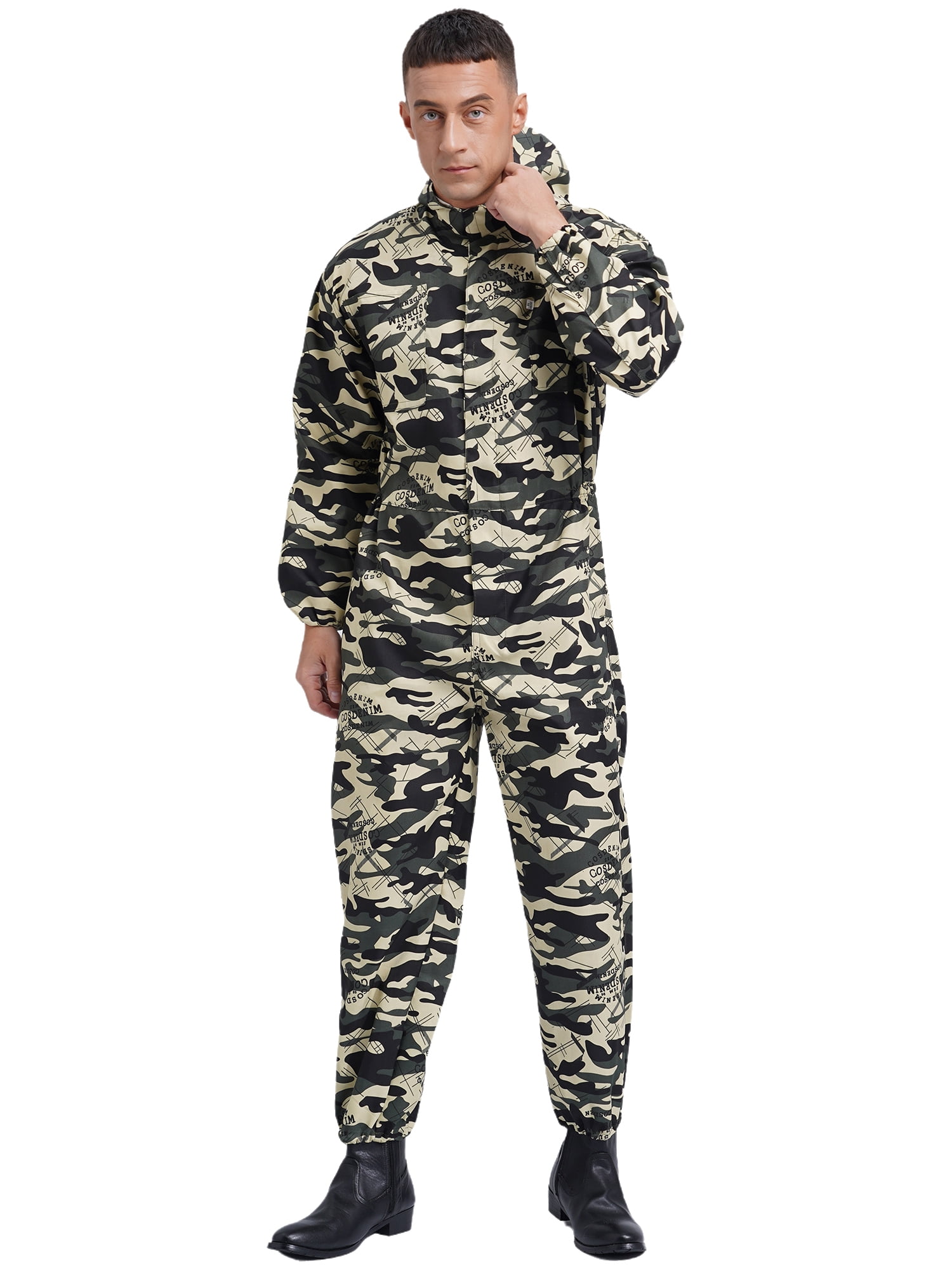 Doomiva Men’s Protecting Coverall Front Zipper Work Uniforms Pockets ...