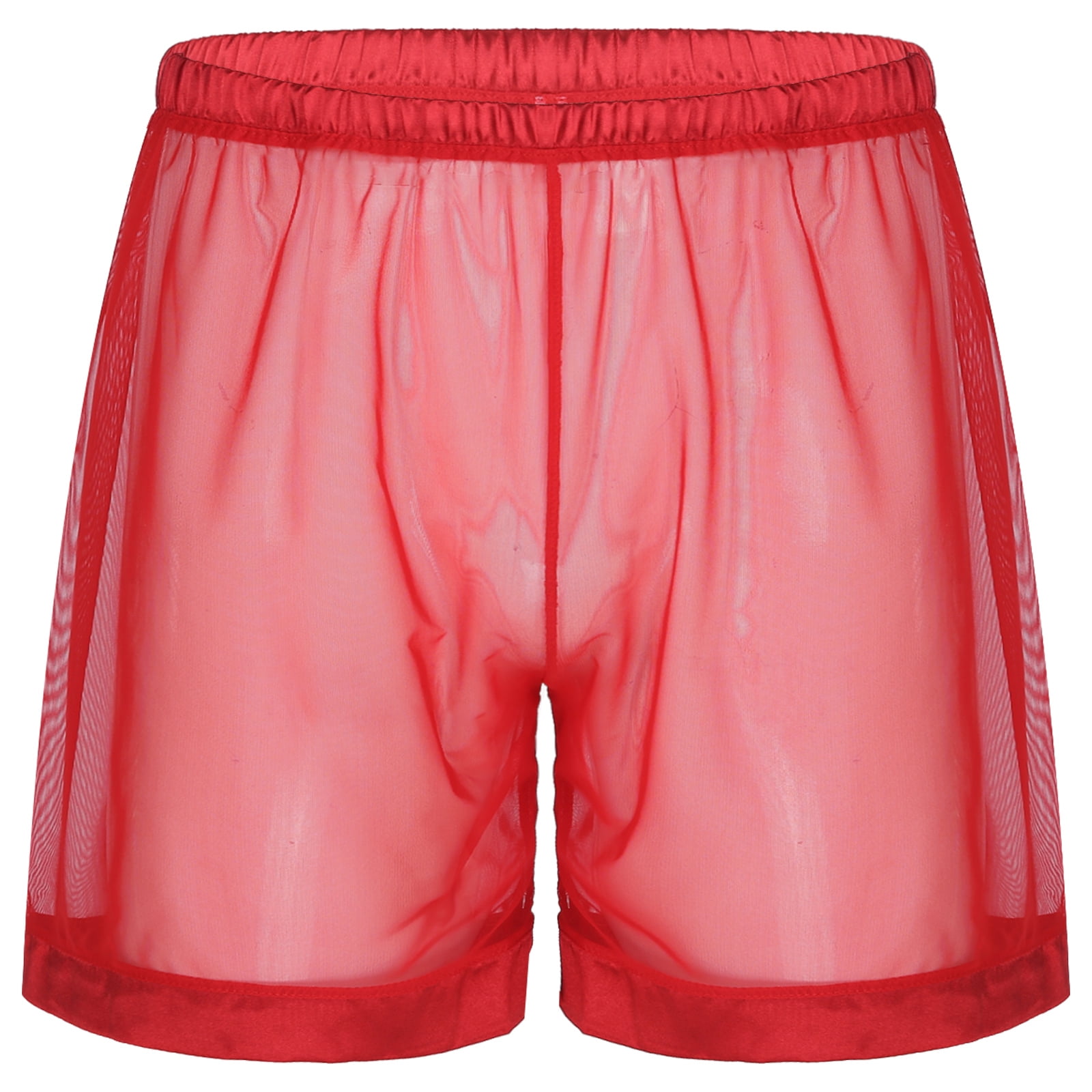 Doomiva Men's See Through Shorts Sheer Mesh Loose Shorts Boxer Trunks ...