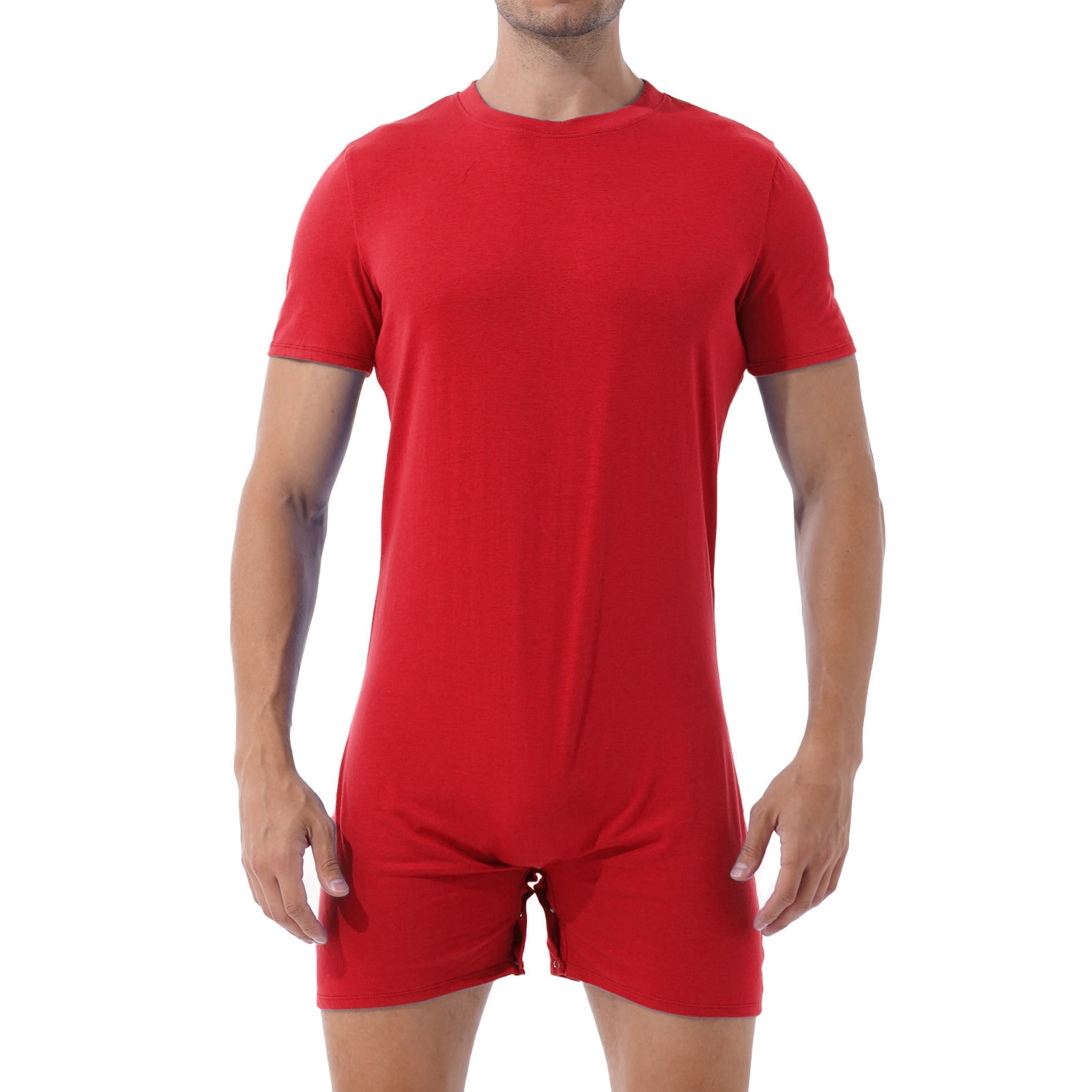 Doomiva Men's Short Sleeve One Piece Thong Bodysuit Sports Stretchy ...