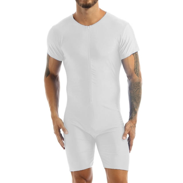 Doomiva Men's Spandex Wrestling Singlet Front Zipper Bodysuit Gym ...