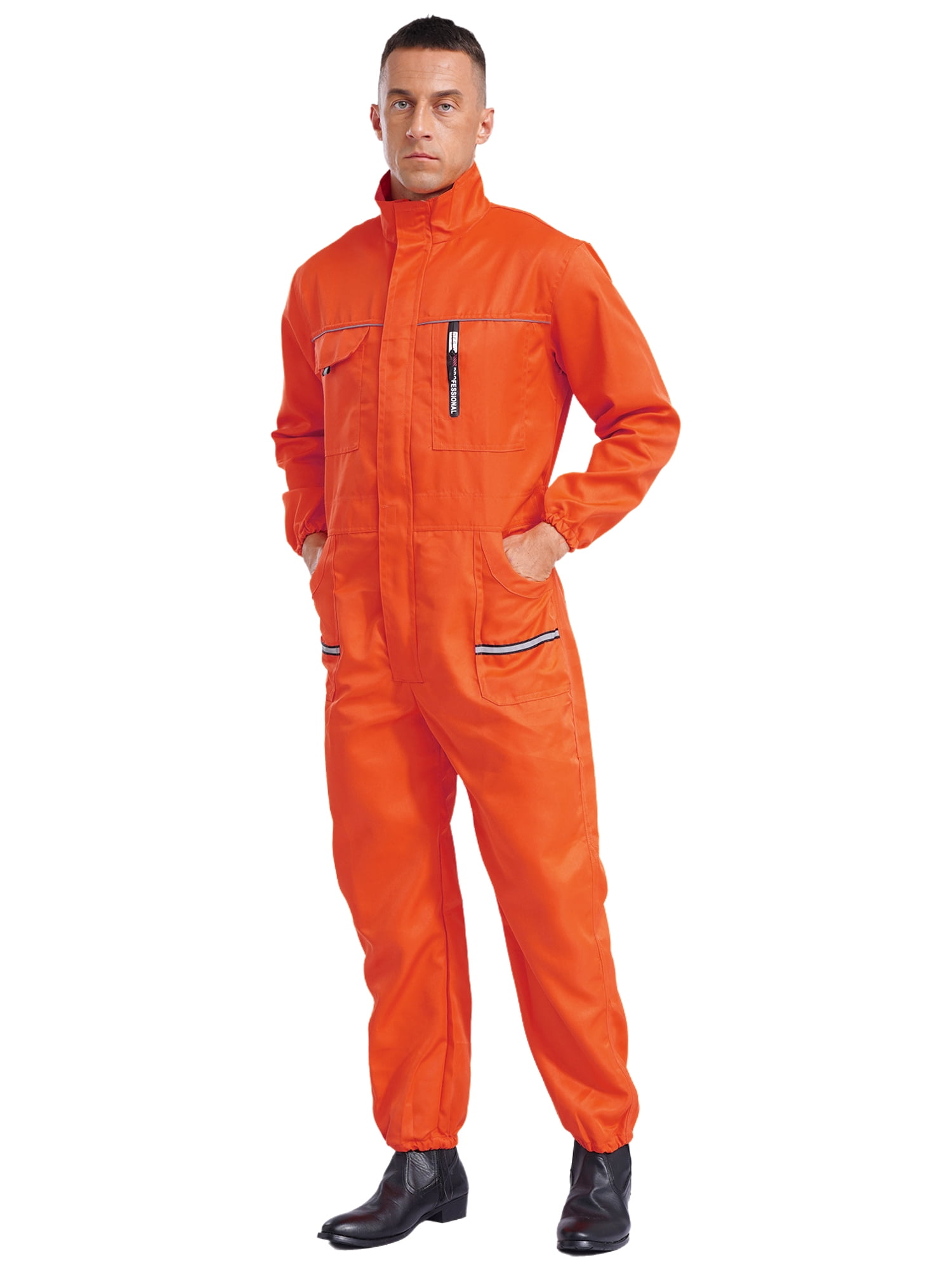 Doomiva Men's Stand Collar Coverall Jumpsuit Overall Reflective ...