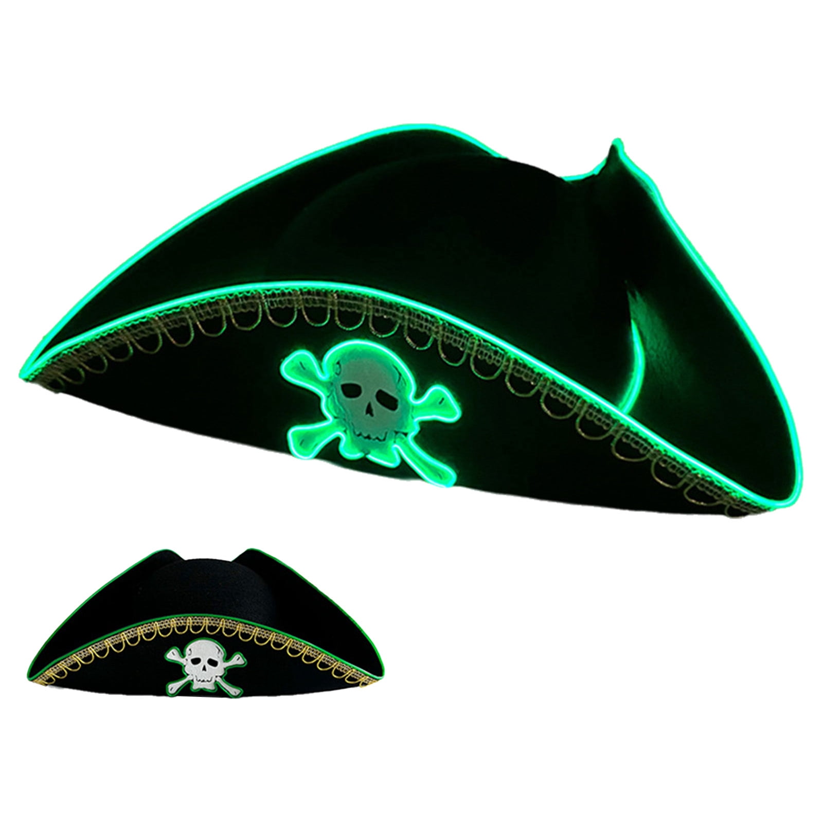 Doomiva Pirate Hat LED Skull Print Pirates Cap for Festival Theme ...