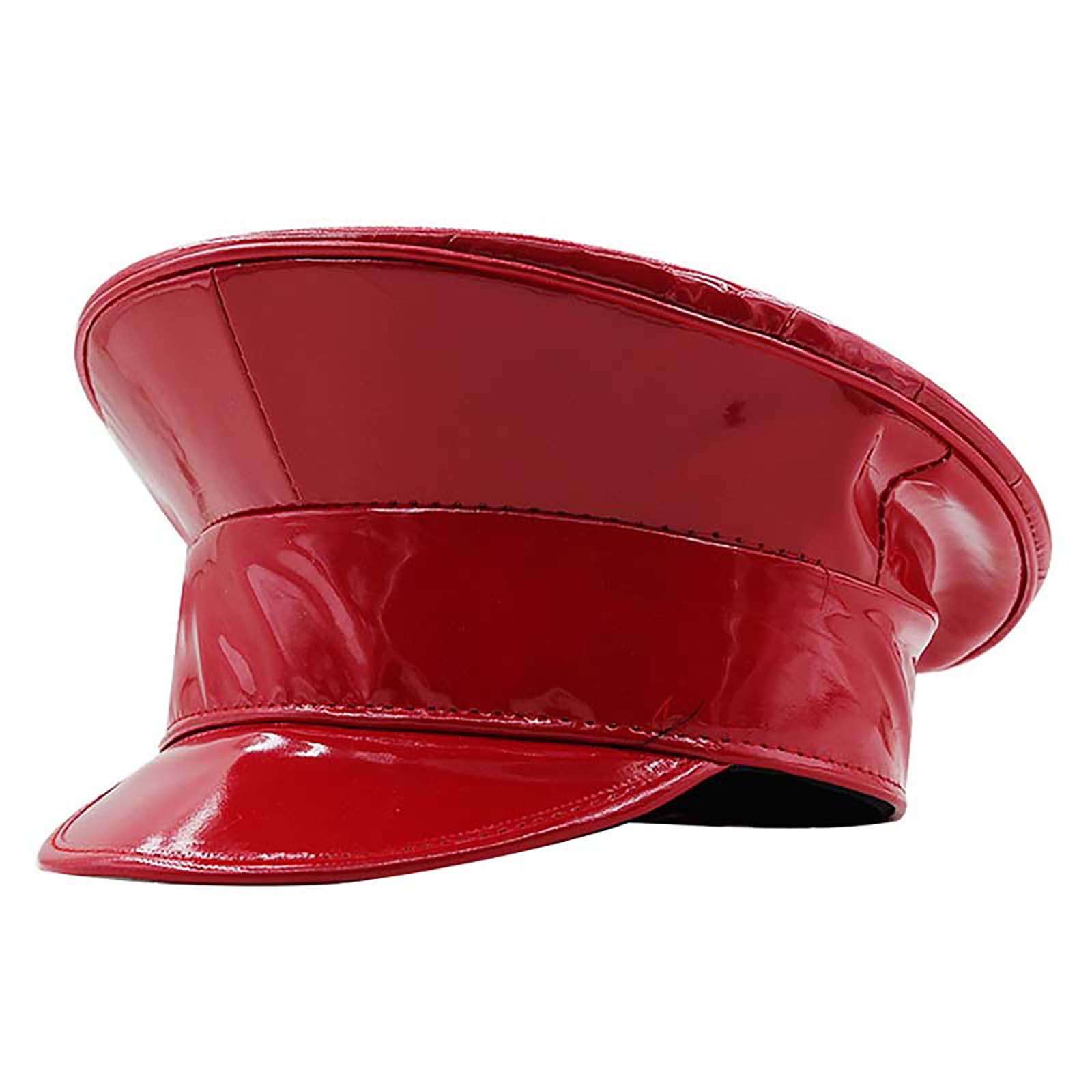 Doomiva Shiny Patent Leather Captain Hat Stage Performance Party ...