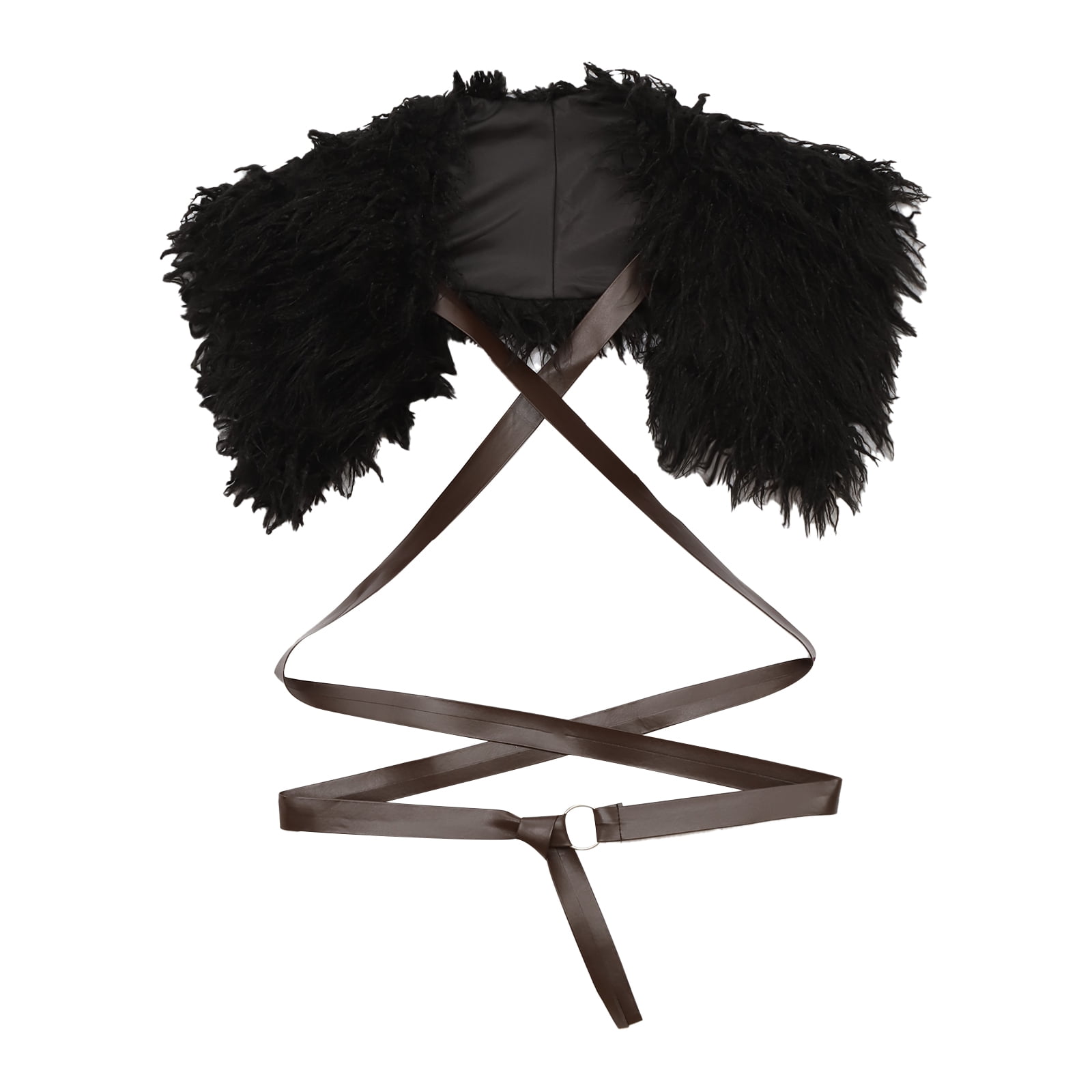 Doomiva Vintage Warrior Armor Faux Fur Shoulder Wrap Leather Shrug ...