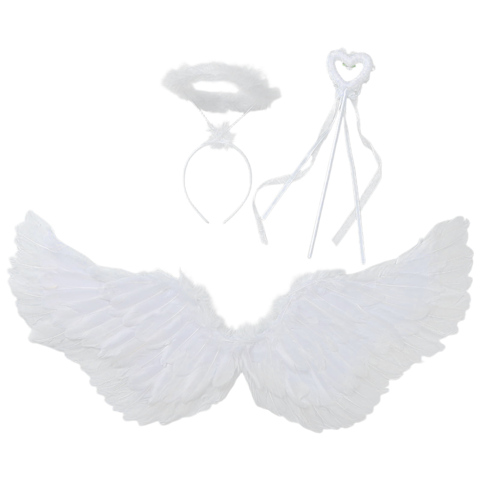 Doomiva Women Angel Wings with Headband Fairy Stick Feather Wing for ...
