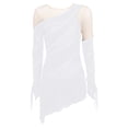 Doomiva Women Figure Ice Skating Dress Rhinestone Mesh Long Sleeve ...