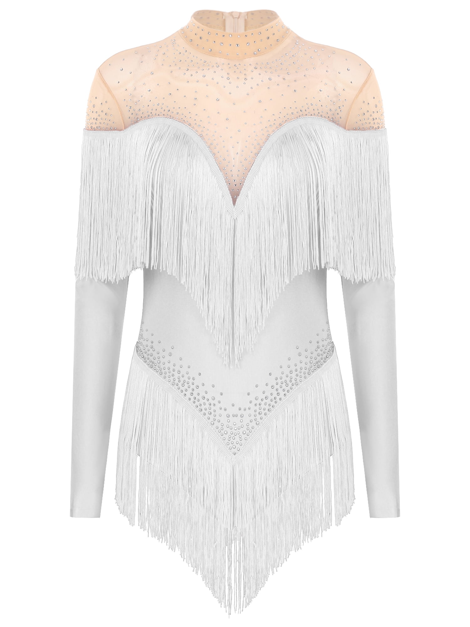 Doomiva Women Latin Tassel Dance Dress Ballroom Dress Rumba Cha-Cha ...