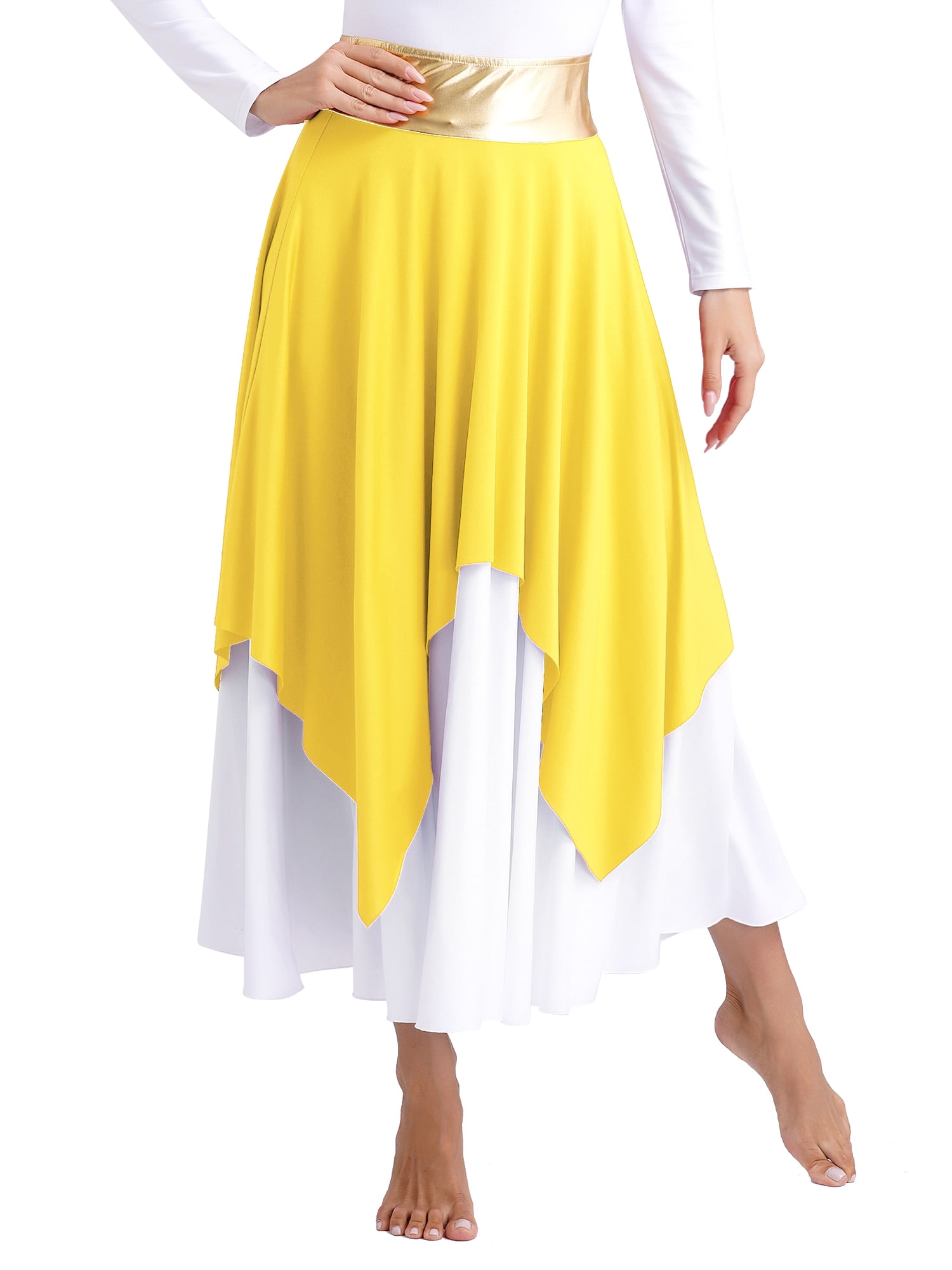 Doomiva Women Liturgical Dance Asymmetrical Hem Skirt Worship Praise ...