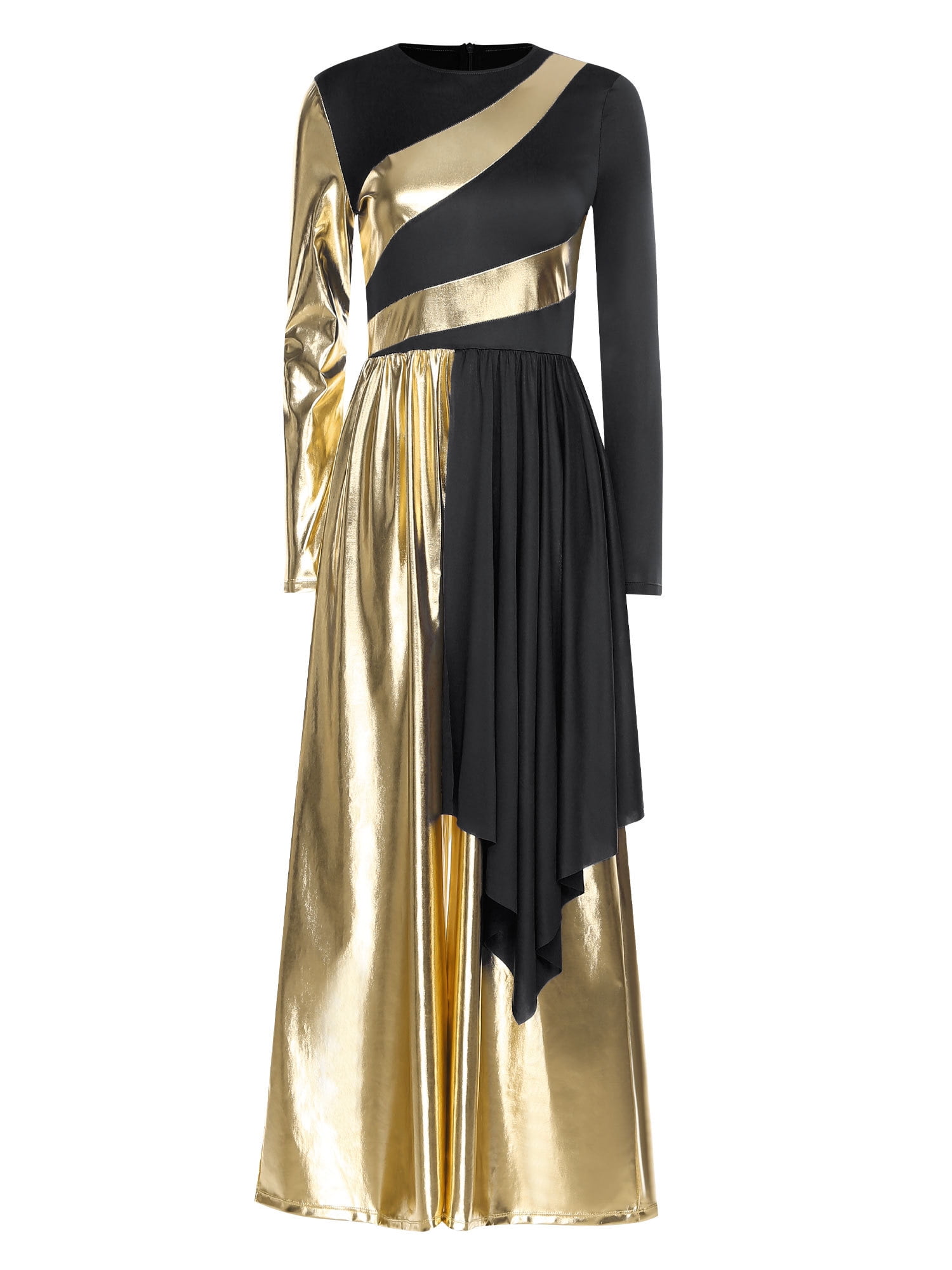 Doomiva Women Metallic Color Block Liturgical Praise Dance Bodysuit ...