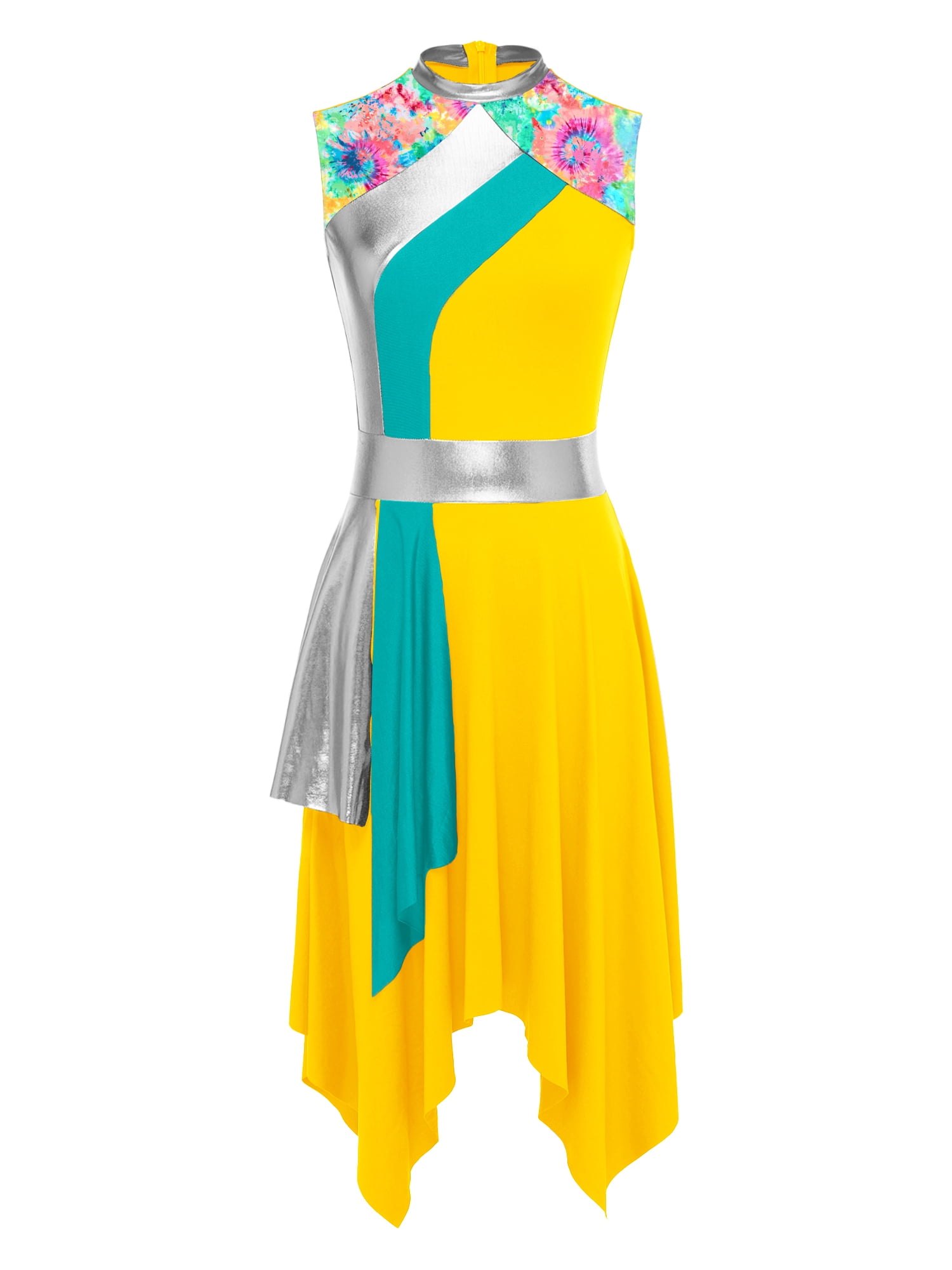 Doomiva Women Praise Dance Dress Lyrical Dancewear Sleeveless Irregular ...