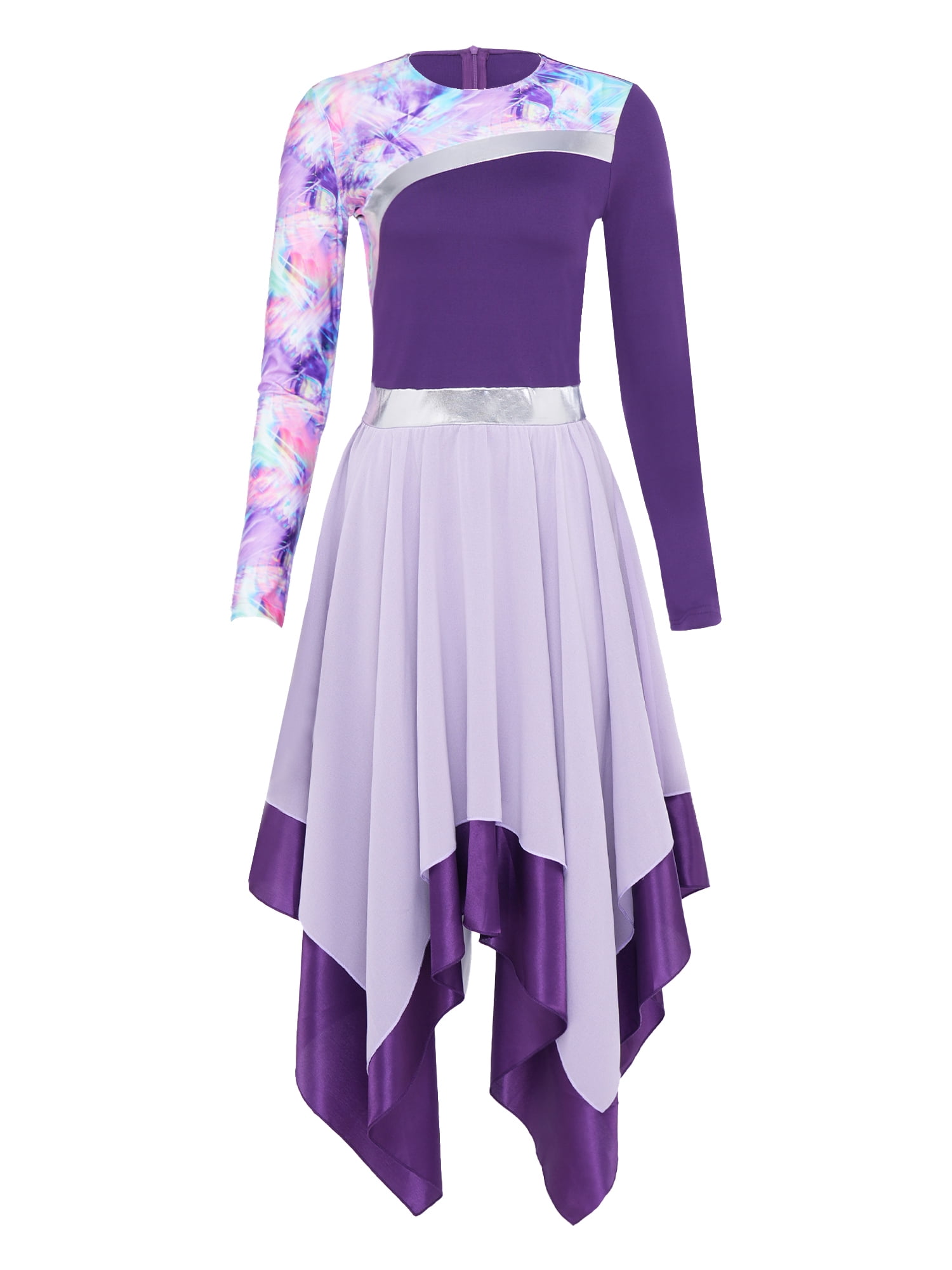 Doomiva Women Praise Dance Dresses Church Worship Dancewear Long Sleeve ...