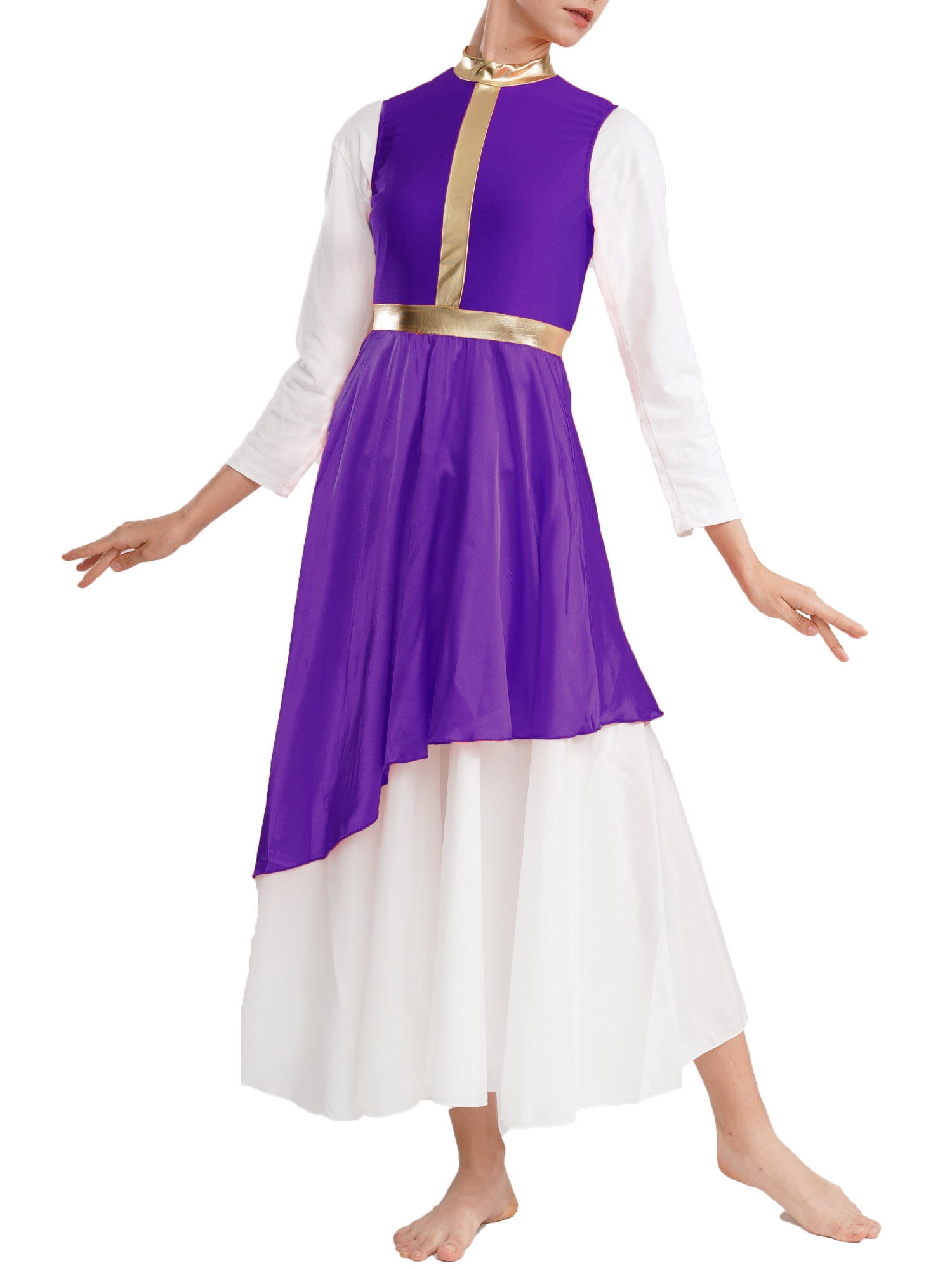 Doomiva Women Shiny Praise Dance Dresses Liturgical Overlays Tunics ...