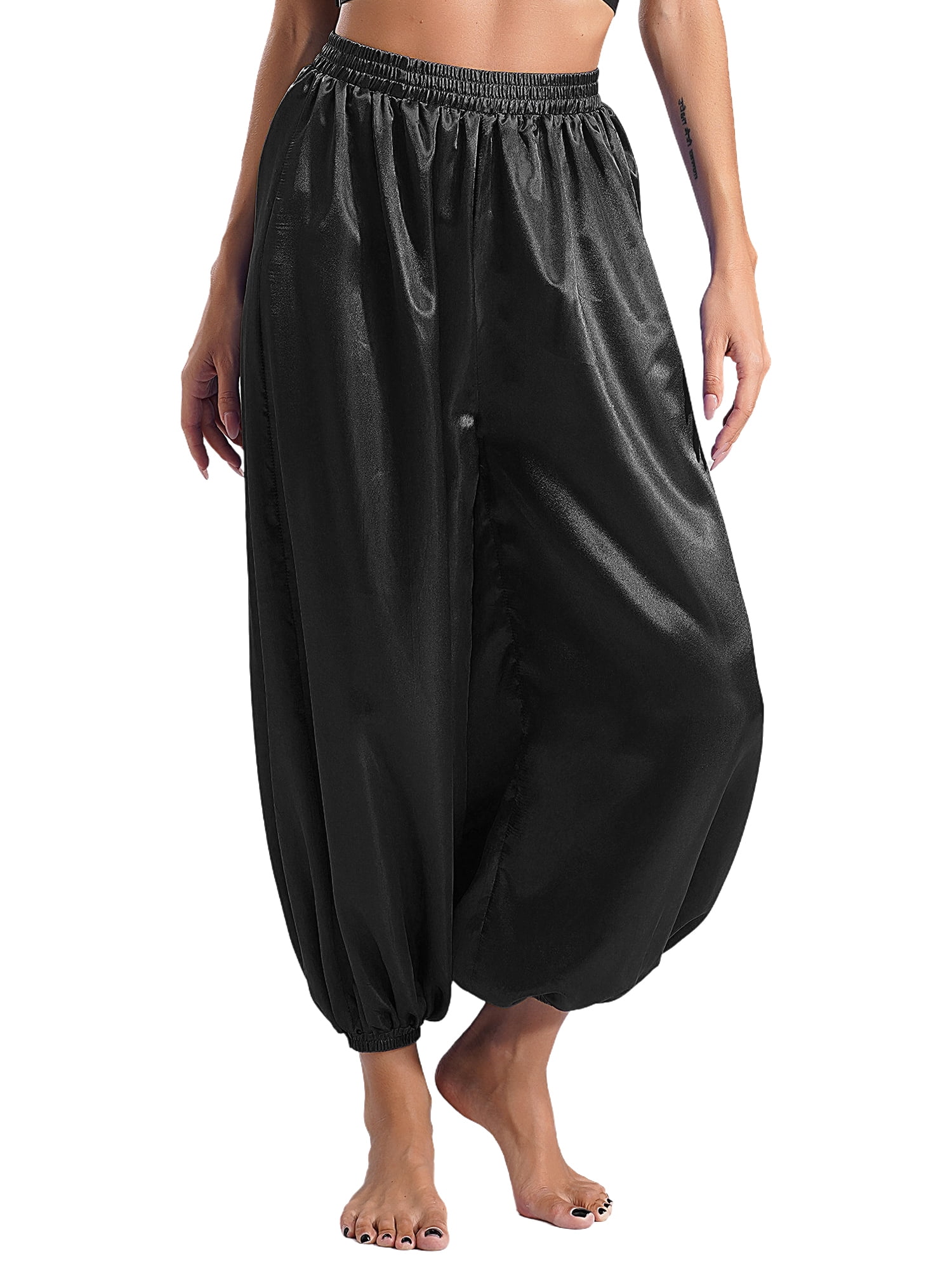 Doomiva Women's Belly Dance Harem Pants Shiny Sequin Tassel Trouser ...