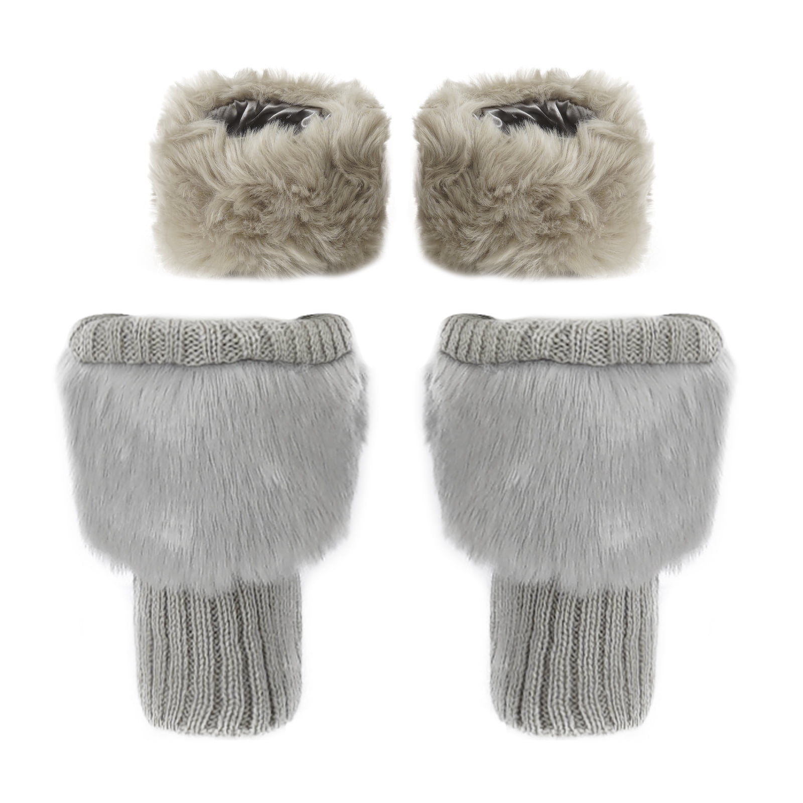 Doomiva Women's Faux Fur Arm Warmers with Leg Warmers Set Plush Cuffs ...