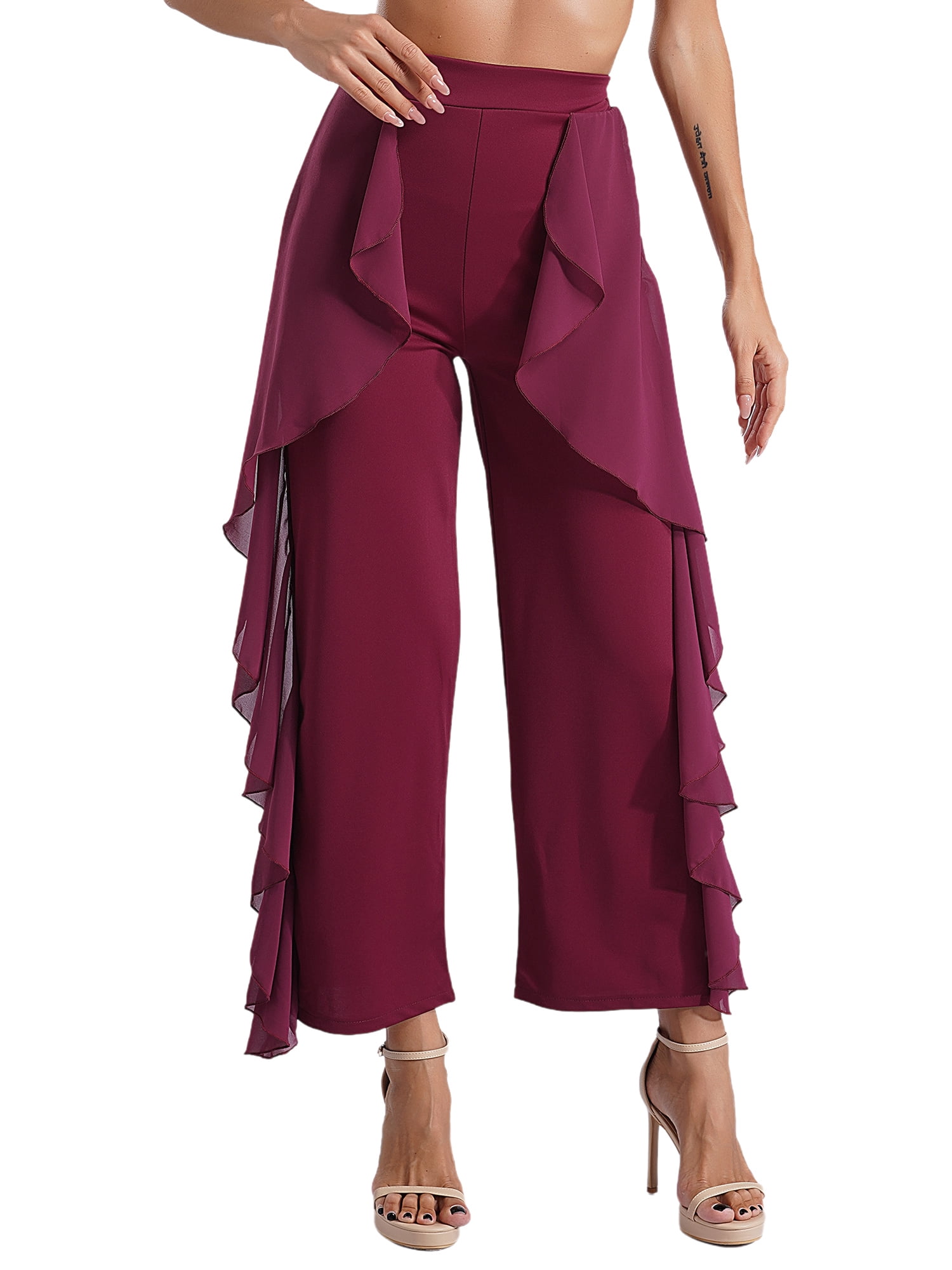 Doomiva Women's Latin Dance Pants Tango Salsa Samba Dance Pantskirt ...
