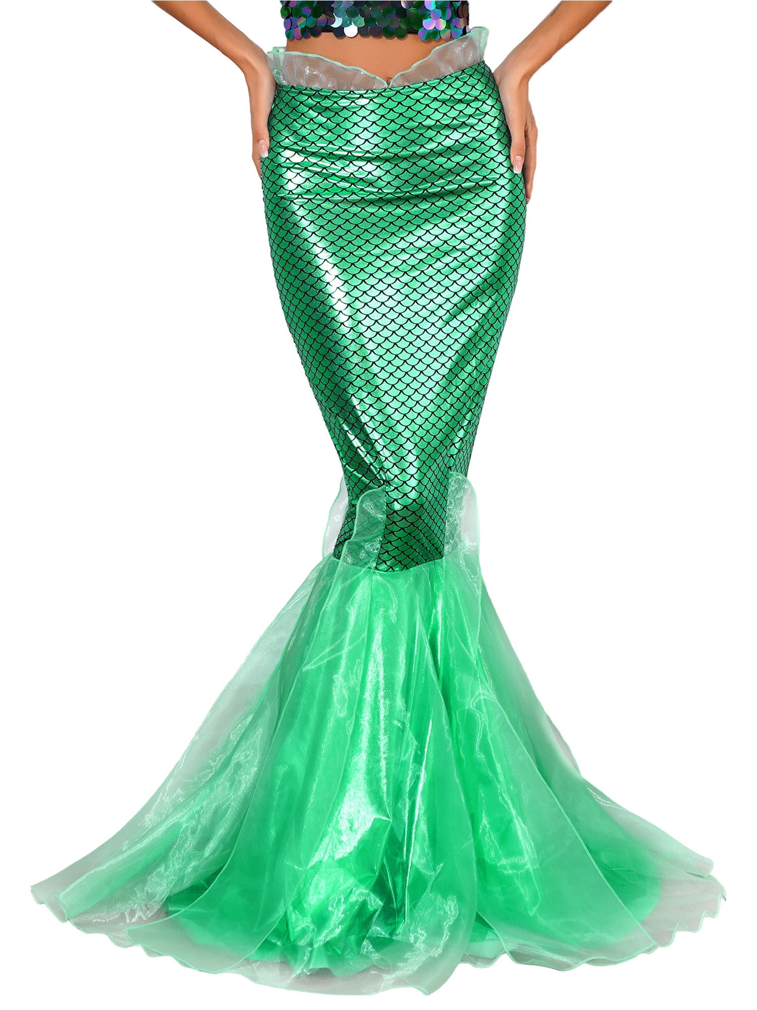 Doomiva Women's Shiny High Waisted Mermaid Tail Party Long Maxi Skirt ...
