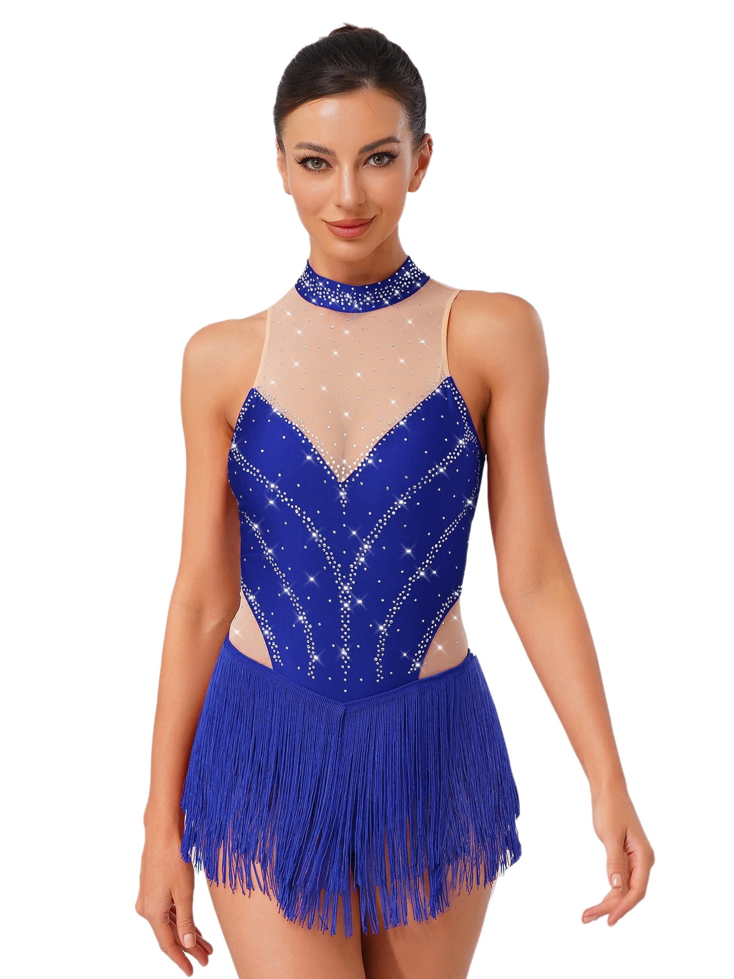 Doomiva Womens Sleeveless Tassel Fringe Latin Leotard Tango Chacha ...
