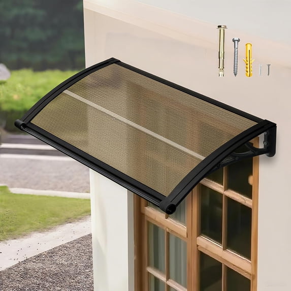 Door Awning with Built-in Drainage - 2-Panel Polycarbonate Design for ...