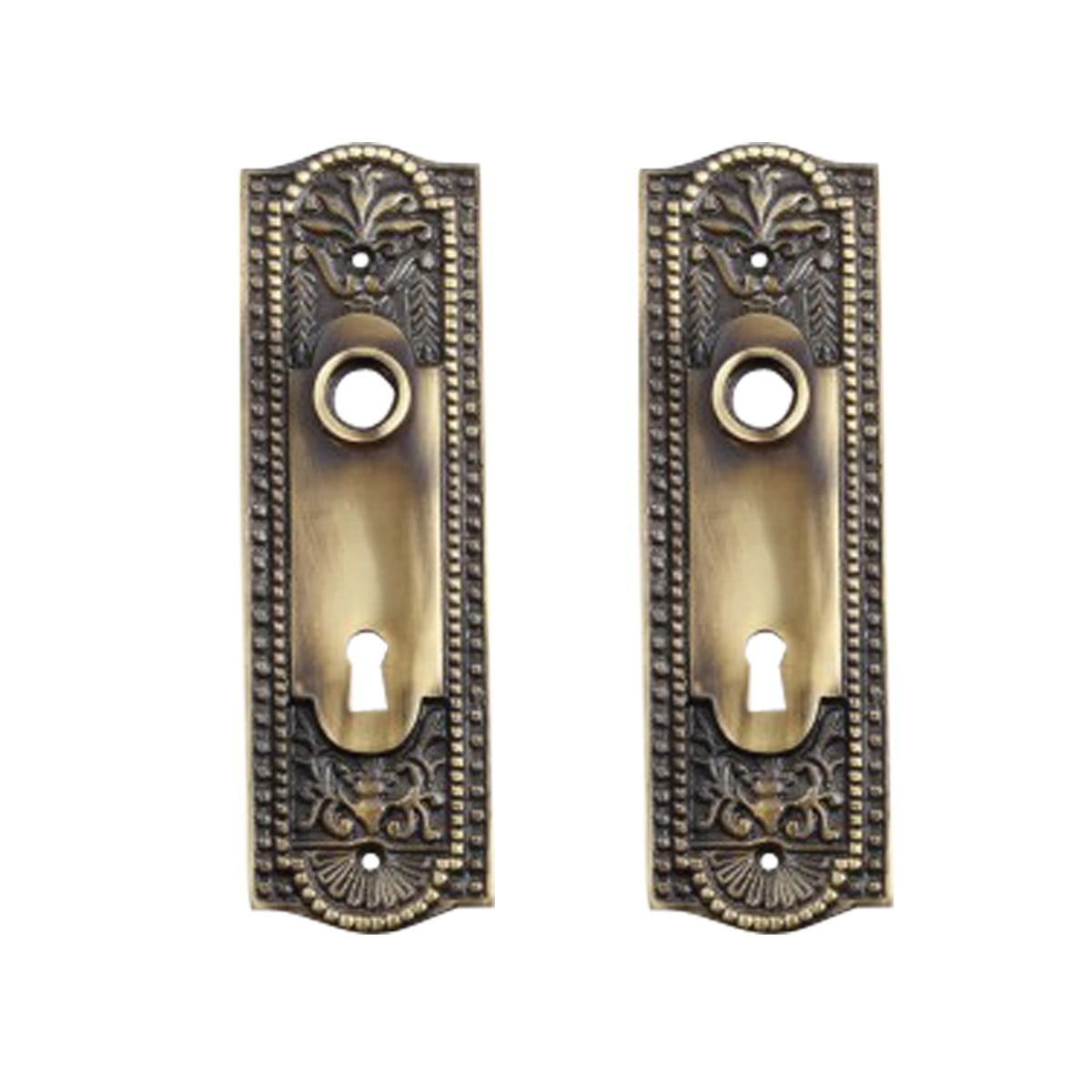 Door Back Plate Antique Brass Beaded With Keyhole 7 1/4" H Set of 2 ...
