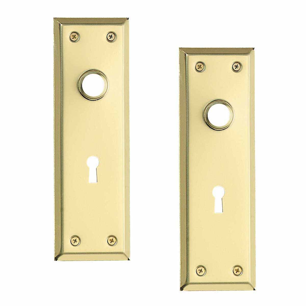 Door Back Plate Bright Brass Stamped Keyhole 7 3/4" Pack of 2 ...