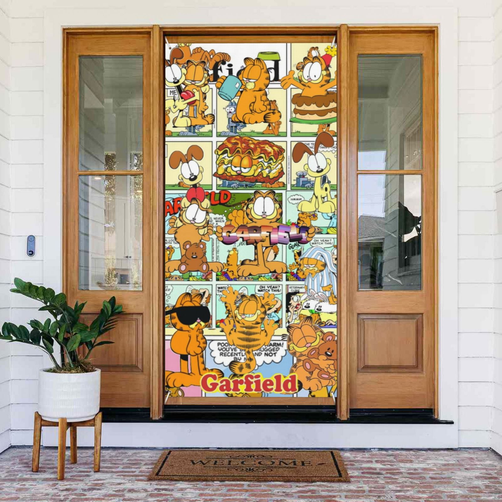 Door Banner Decorations Garfield Porch Sign Banner Indoor Outdoor Wall ...
