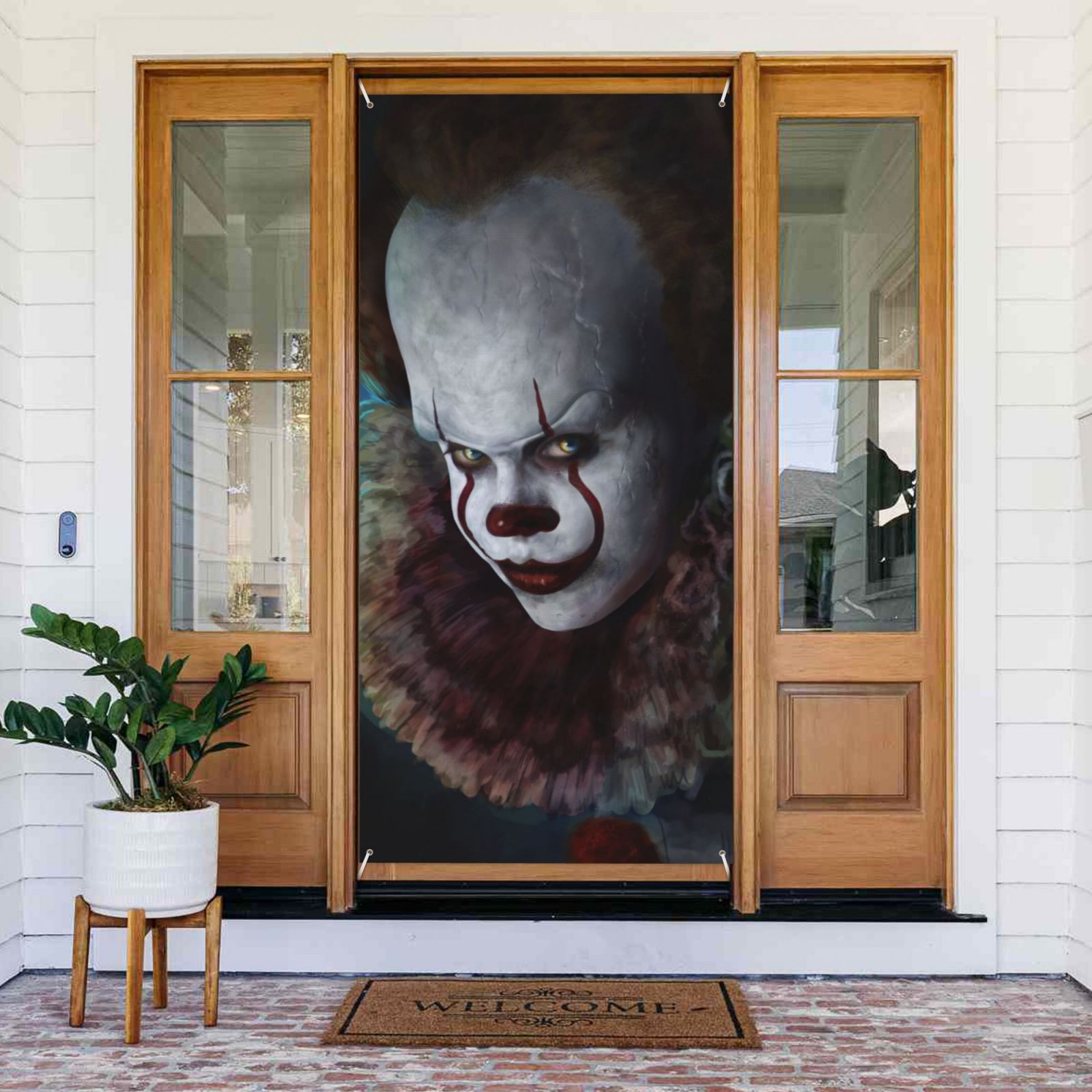 Door Banner Decorations Pennywise Porch Sign Banner Indoor Outdoor Wall ...