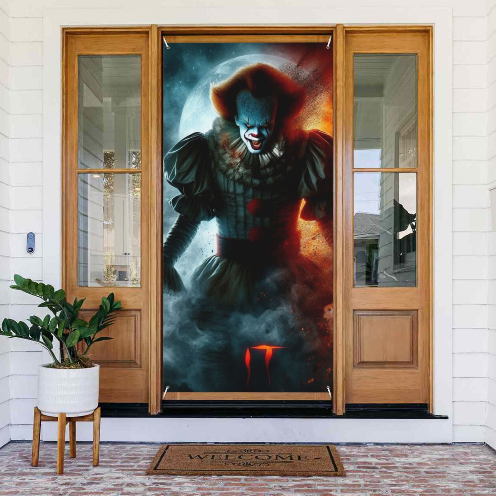 Door Banner Decorations Pennywise Porch Sign Banner Indoor Outdoor Wall ...