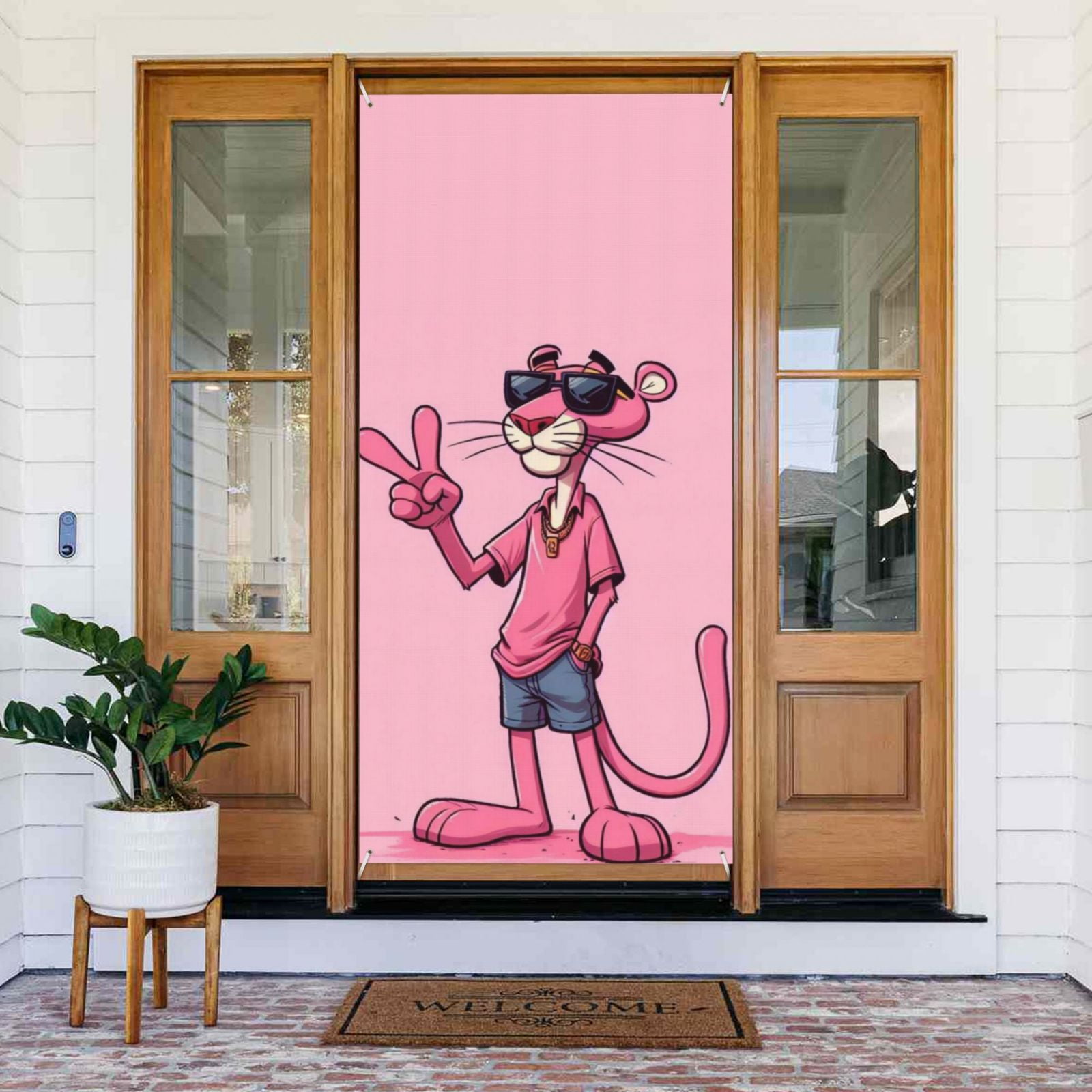 Door Banner Decorations Pink Panther Porch Sign Banner Indoor Outdoor ...