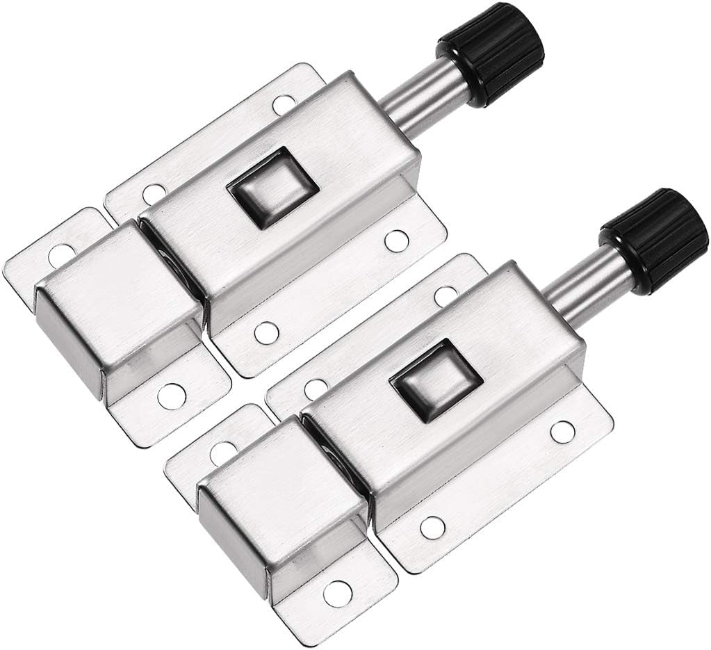 Door Barrel Bolt, Stainless Steel Security Push Button Spring Loaded ...