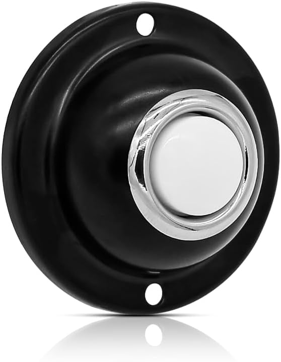 Door Bell Button, Round Metal Doorbell Button Black Wired Lighted Up ...