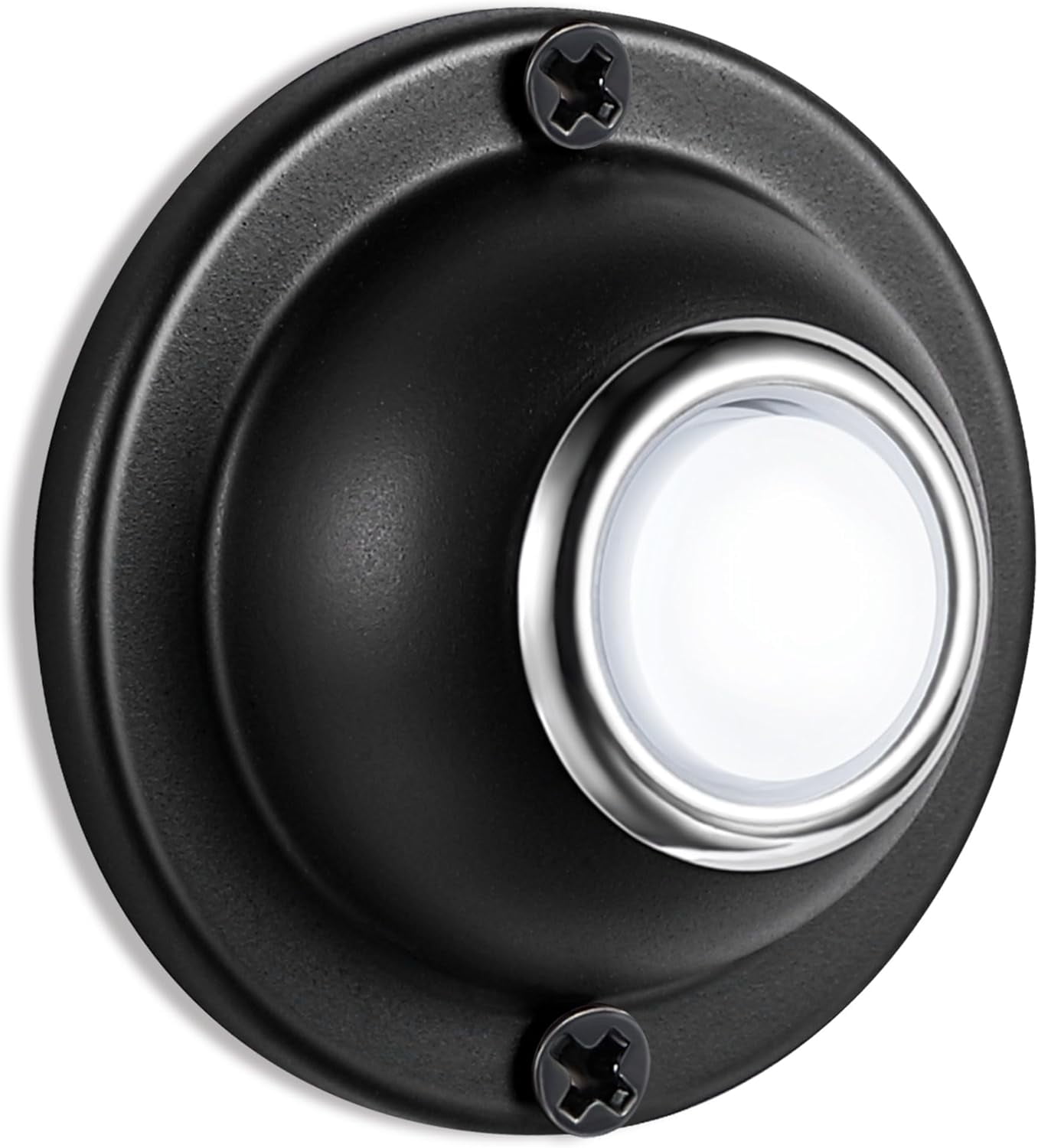 Door Bell Button, Round Metal Doorbell Button Black Wired Lighted Up ...