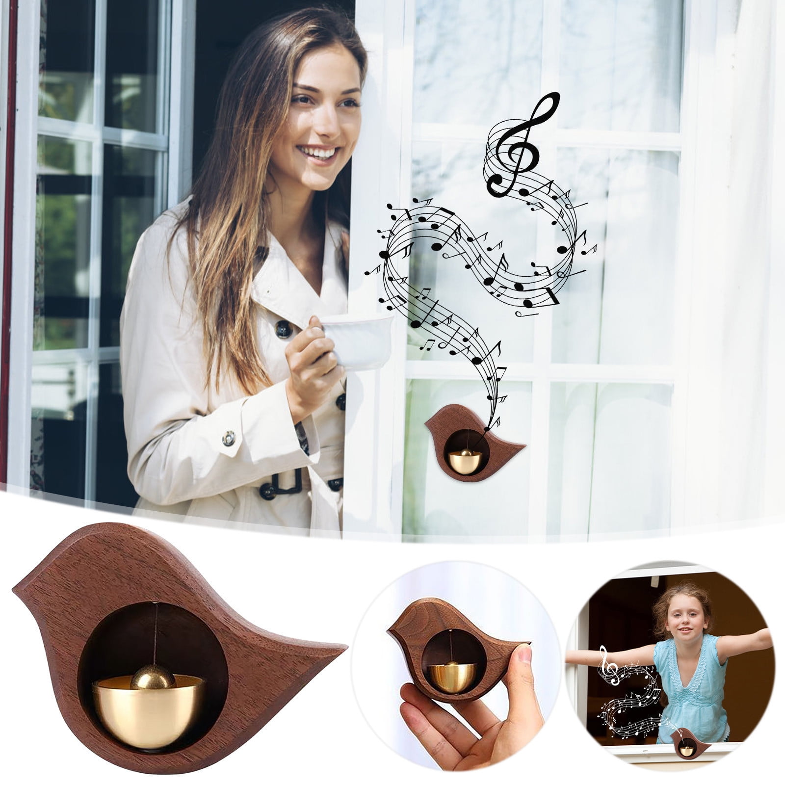 Door Bells Chimes, Bell for Door Opening Magnetic Wood Doorbell with ...
