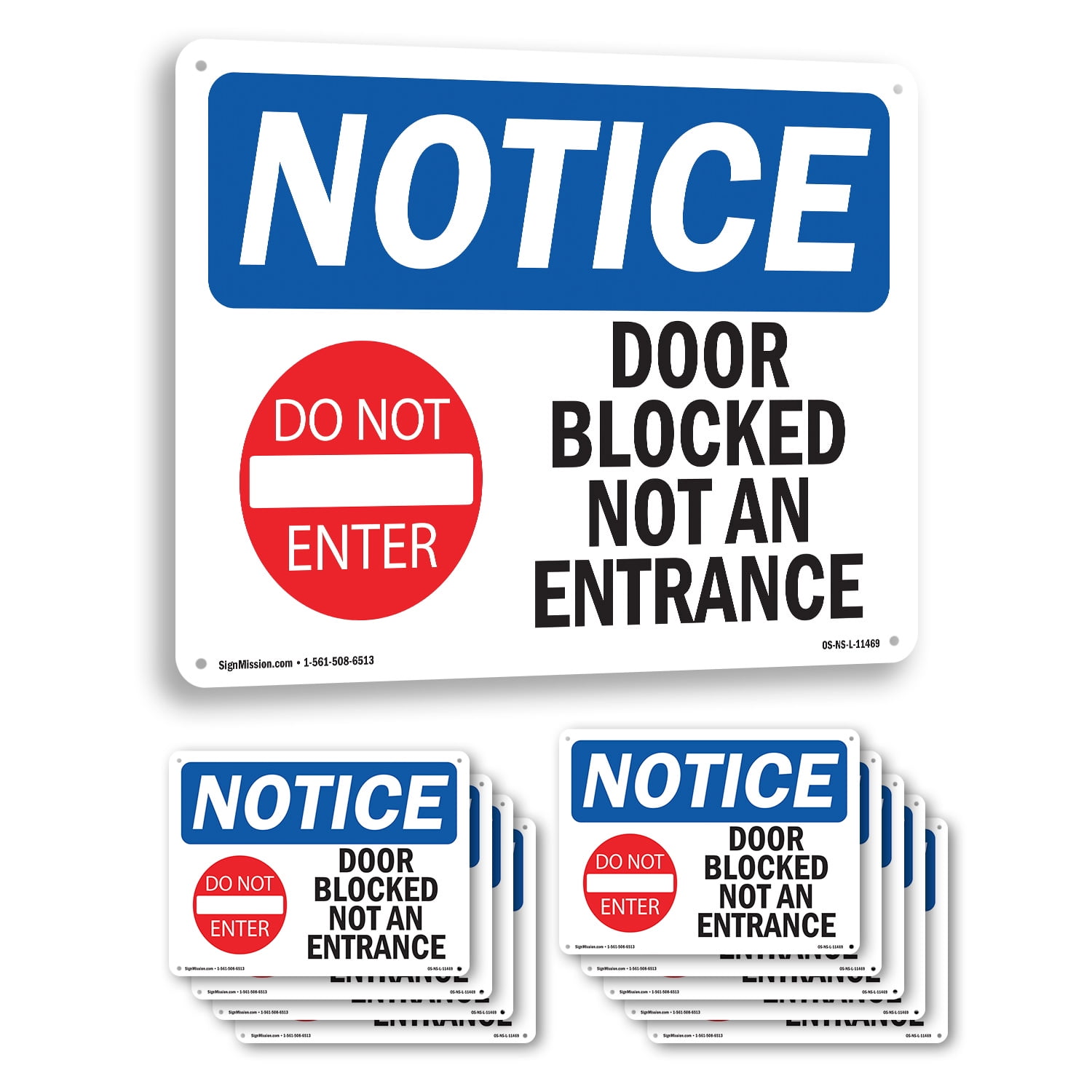 Door Blocked Not An Entrance OSHA Notice Rigid Plastic Sign 10 Inch x 7 ...