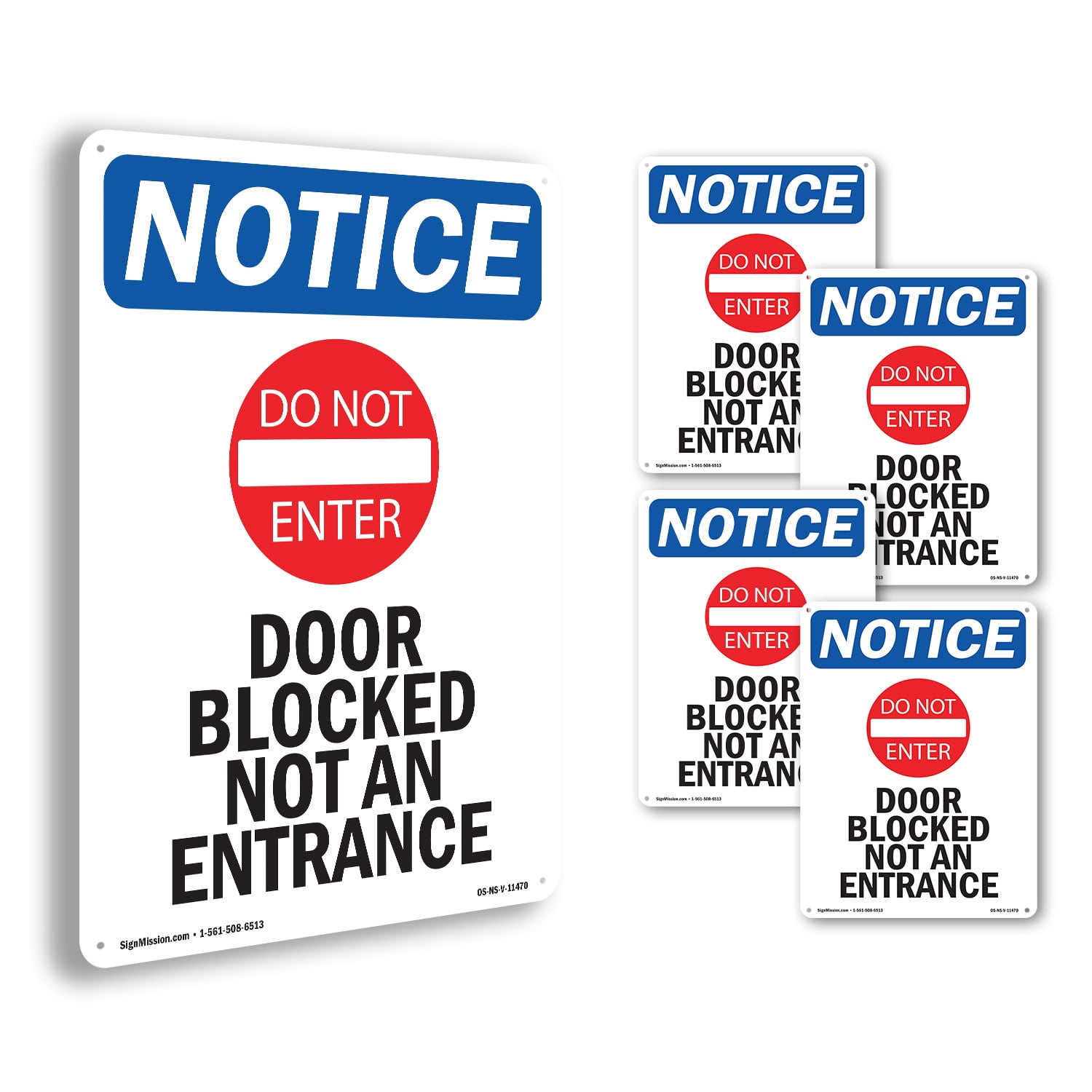 Door Blocked Not An Entrance OSHA Notice Rigid Plastic Sign 10 Inch x 7 ...