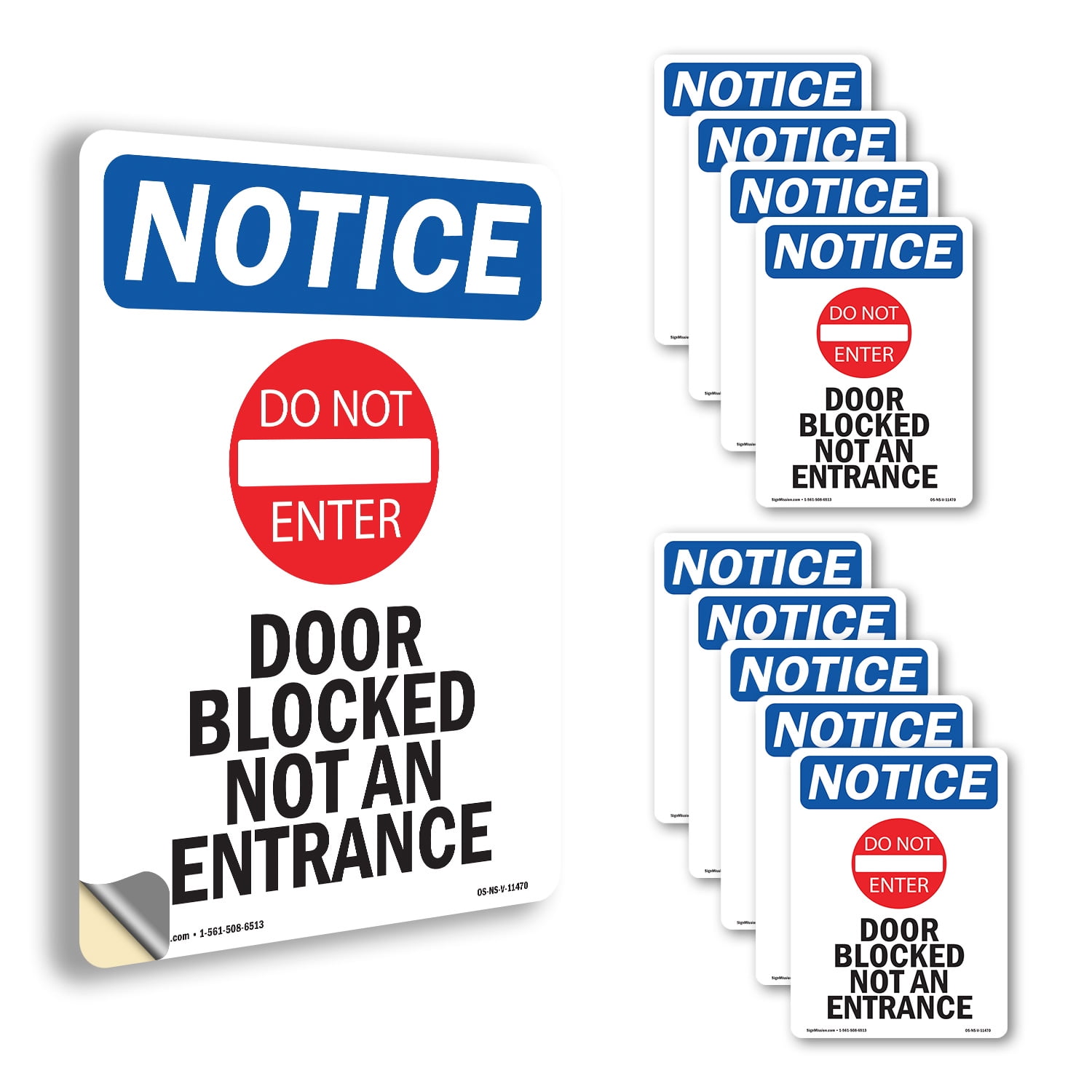 Door Blocked Not An Entrance With Symbol OSHA Notice Vinyl Decal Label ...