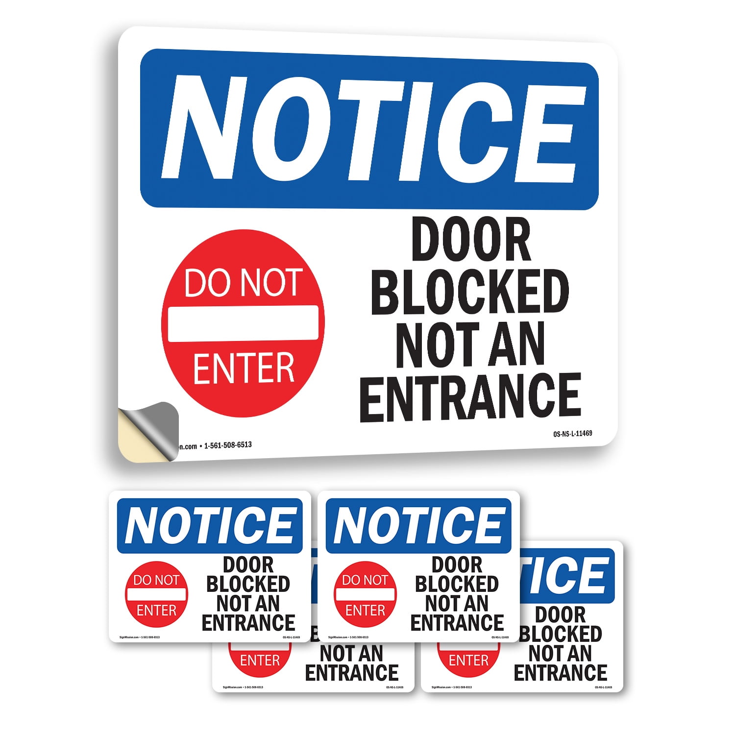 Door Blocked Not An Entrance With Symbol OSHA Notice Vinyl Decal Label ...