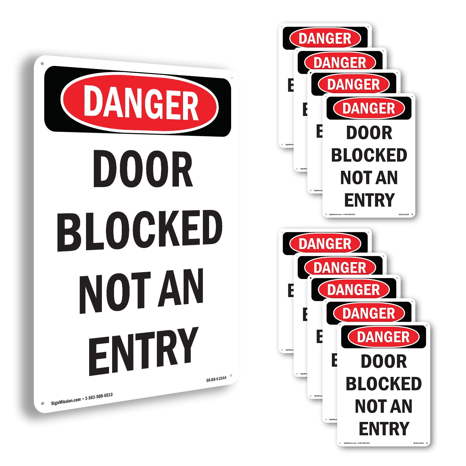 Door Blocked Not An Entry OSHA Danger Rigid Plastic Sign 10 Inch x 7 ...
