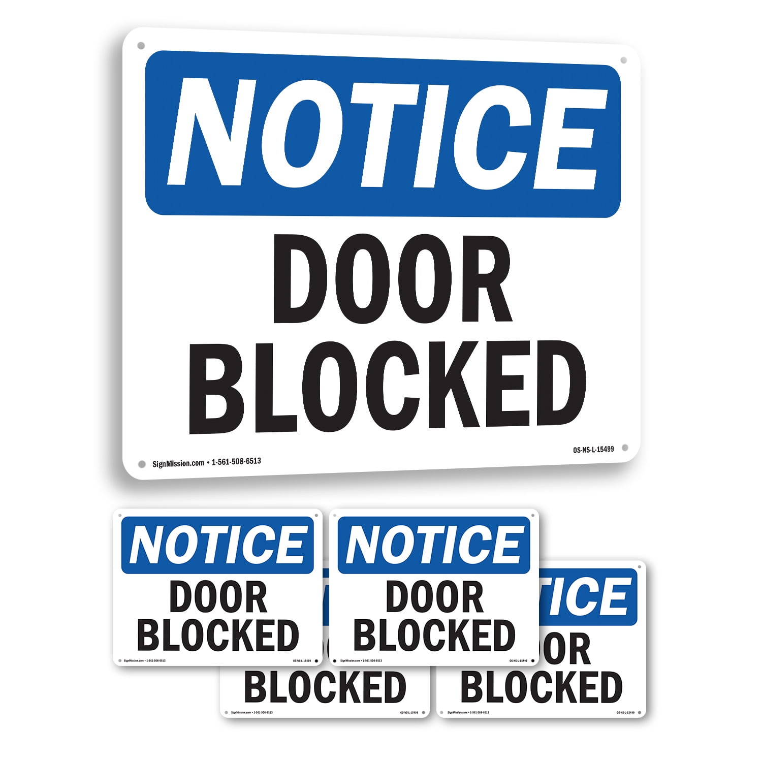 Door Blocked OSHA Notice Rigid Plastic Sign 24 Inch x 18 Inch - 5 Pack ...