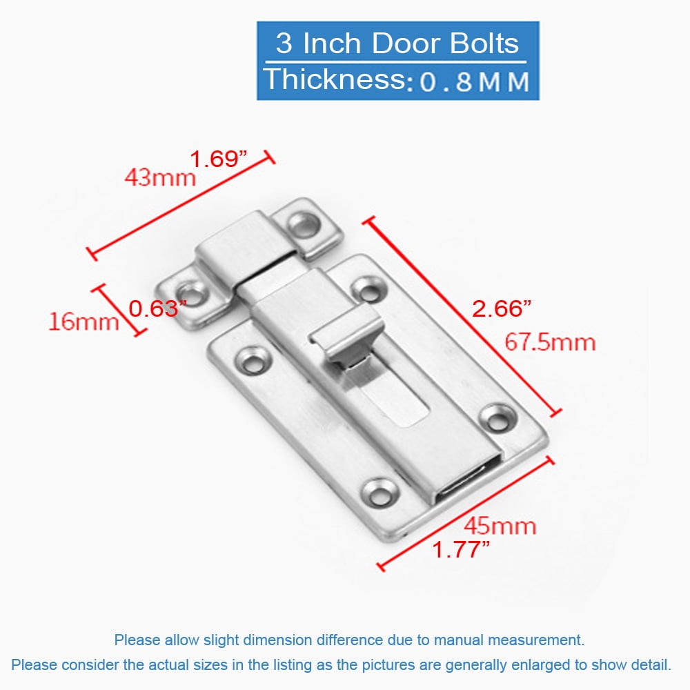 Door Bolts,1~2 Pieces Stainless Steel Latch Sliding Door Lock, Surface ...