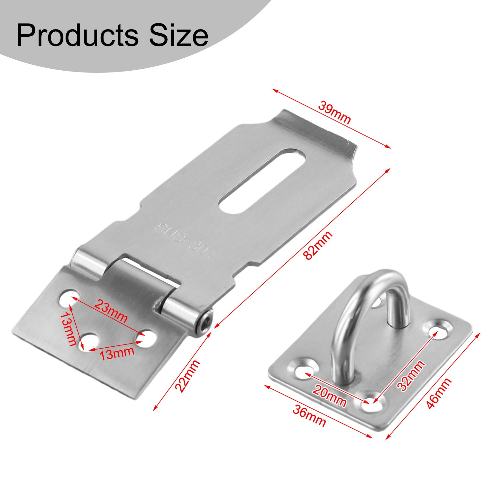 Door Clasp Lock Anti Theft Hasp Staple Shed Latch Stainless Steel Door ...