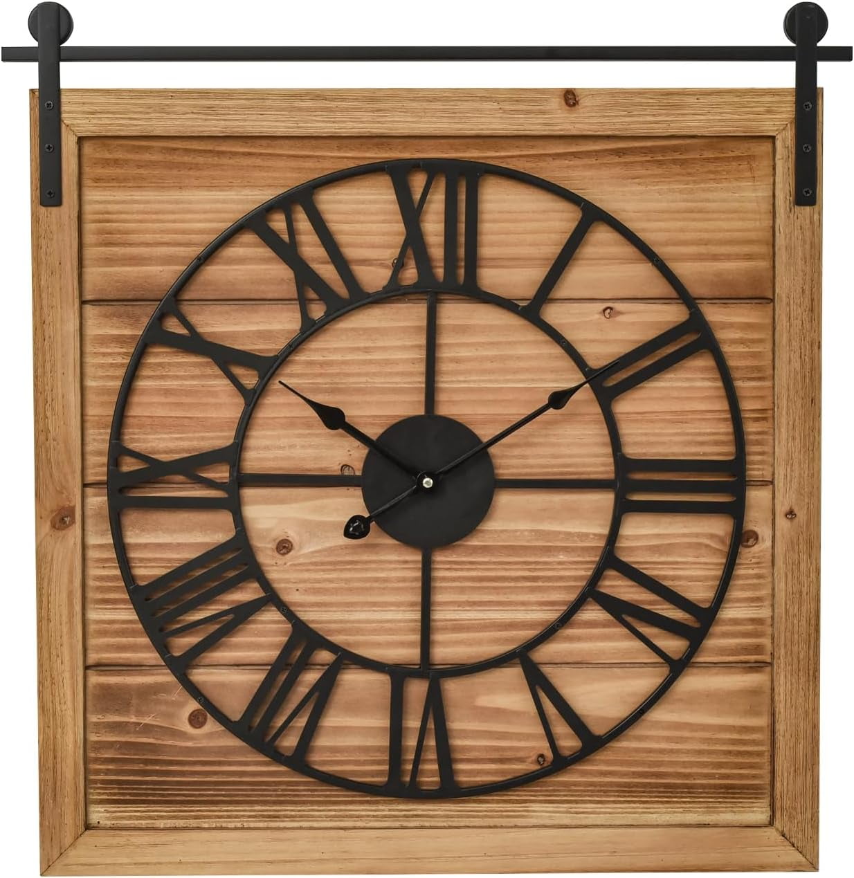 Door Clock – Charming Brown Wood Color Wall Clock – Rustic Large ...
