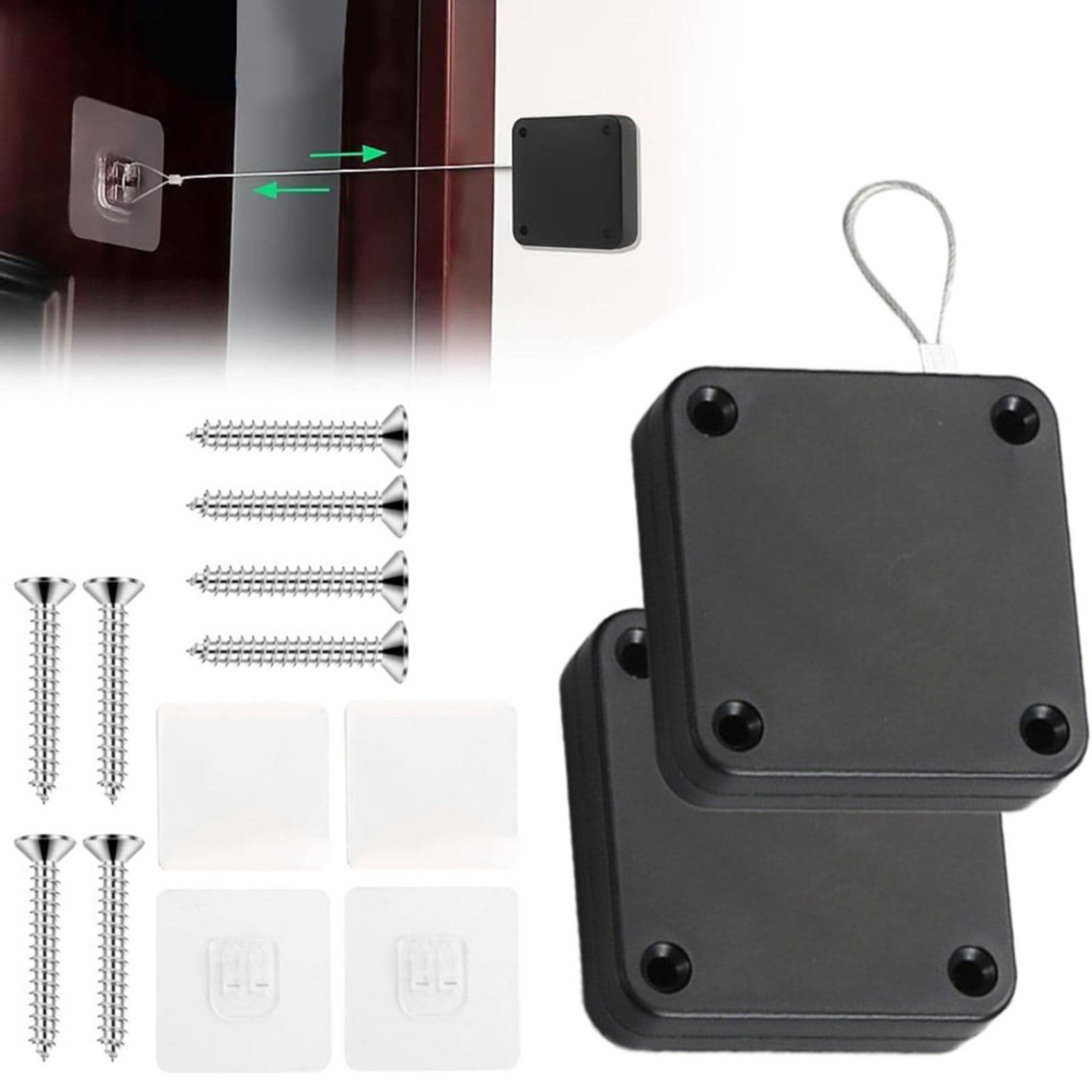 Door Closer Set Black 2Pcs 2024 Upgraded Automatic Door Closer 1000G ...