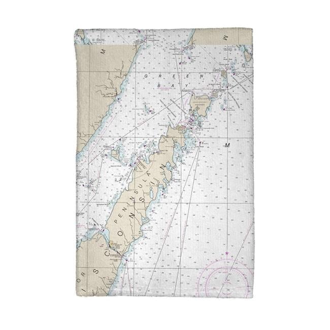 Door County, Green Bay, WI Nautical Map Kitchen Towel - Walmart.com