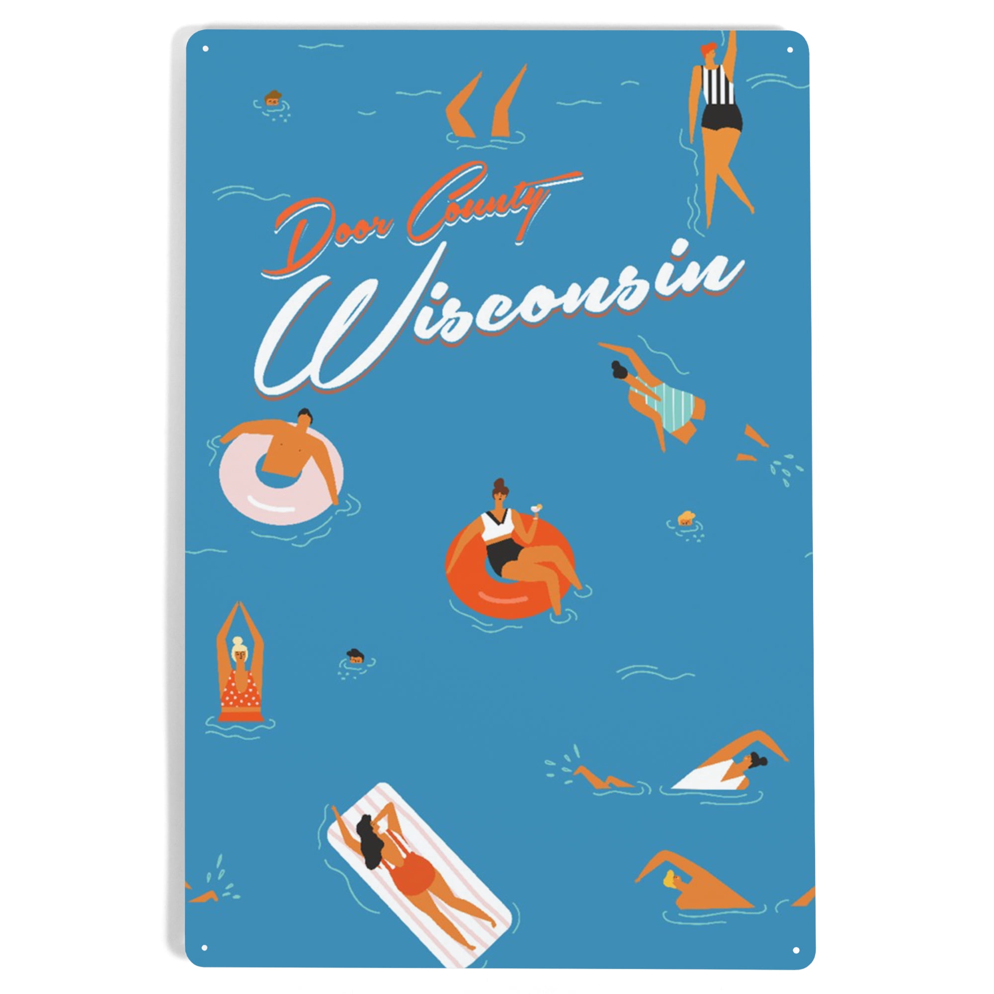 Door County, Wisconsin, Aerial Pool Scene (12x18 Aluminum Art, Indoor ...