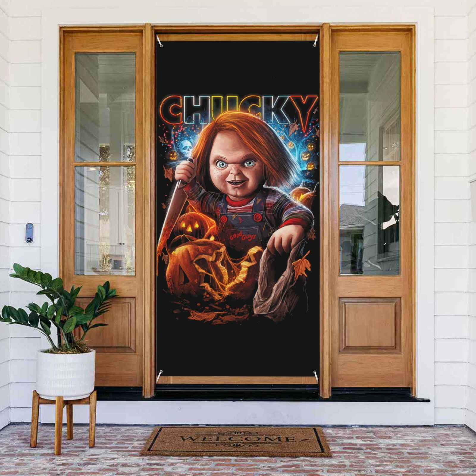 Door Cover Decorated Banner Chucky Horror Movie Hanging Banner Backdrop ...