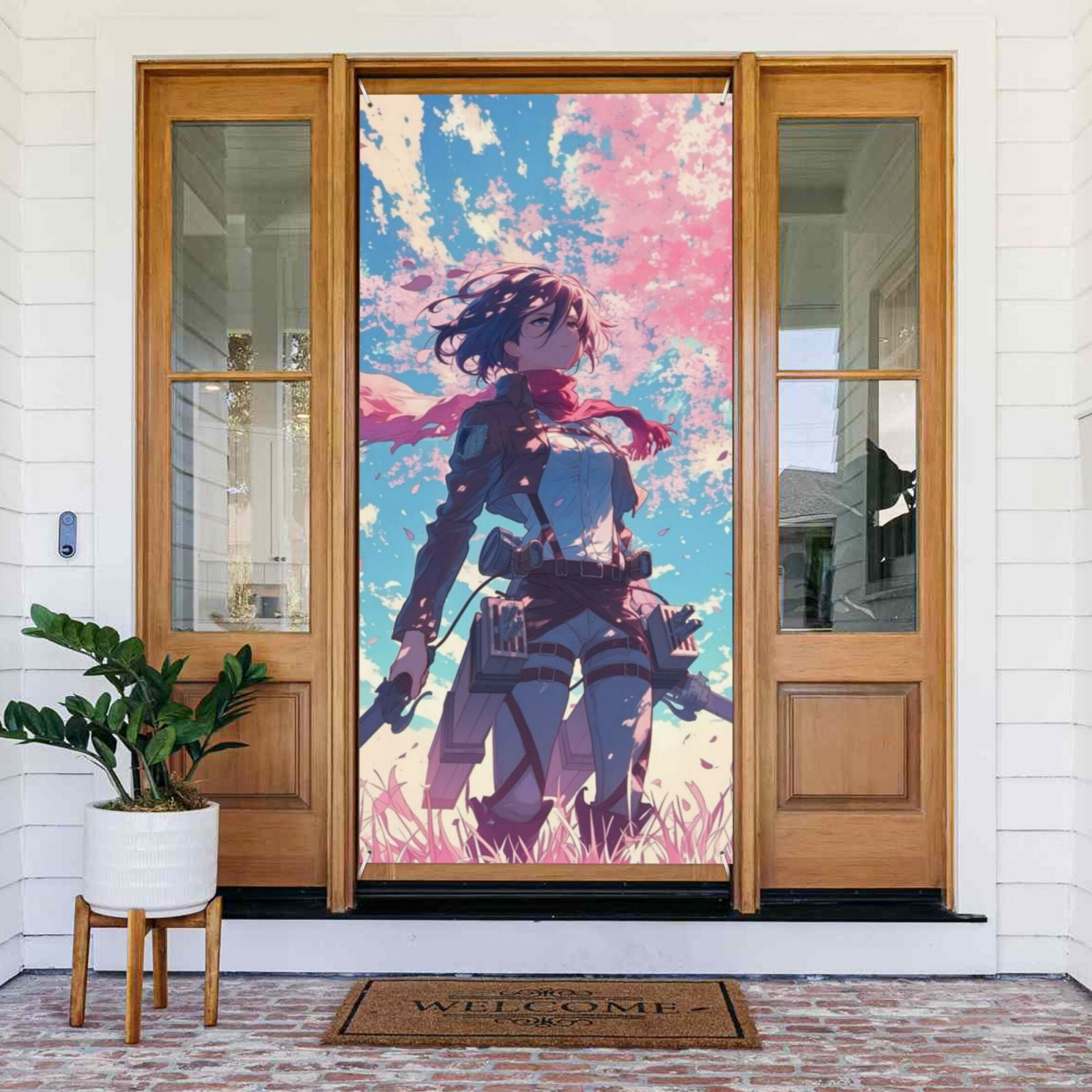 Door Cover Decoration Attack on Titan Mikasa Ackerman Hanging Banner ...
