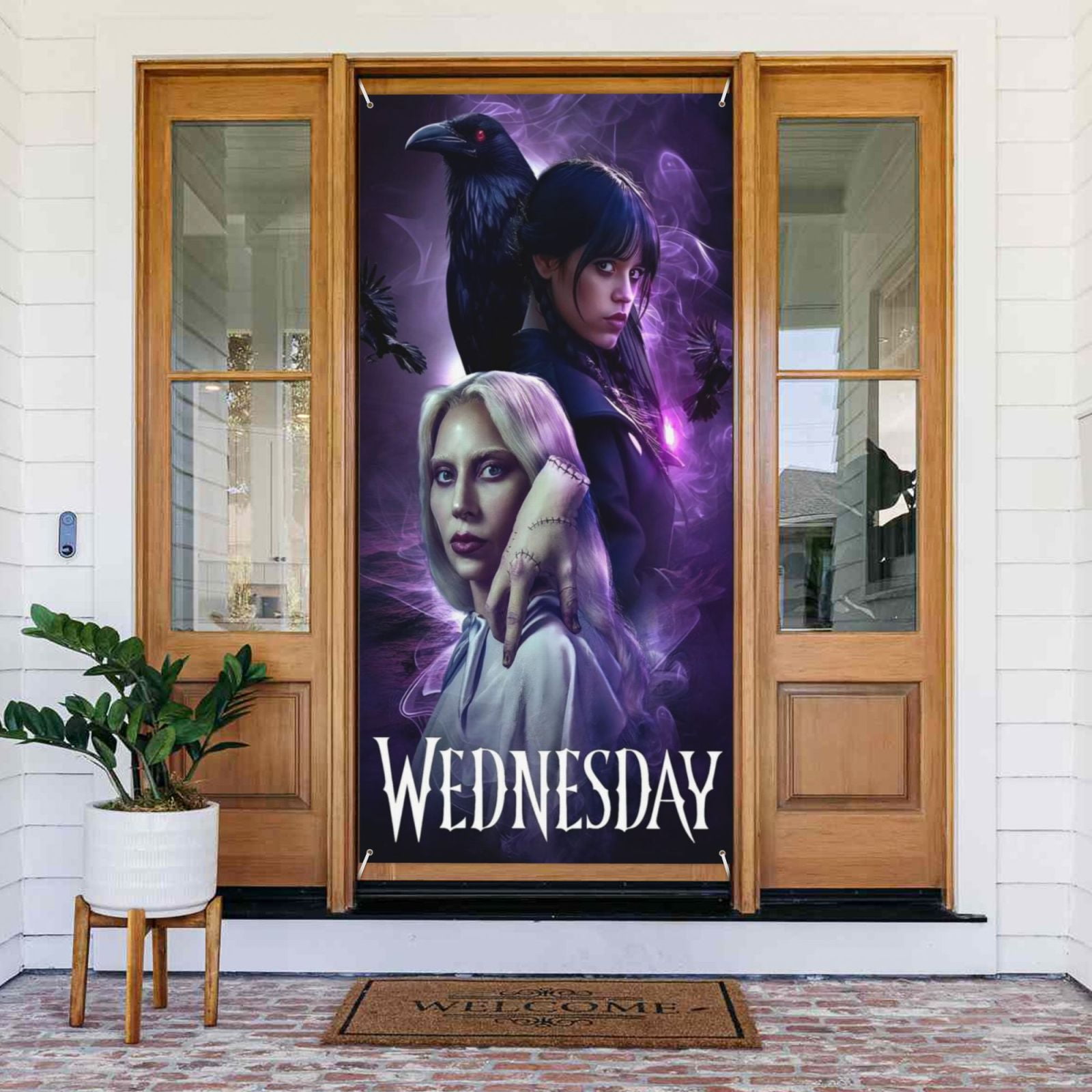 Door Cover Decoration Banner Wednesday Addams Hanging Banner Backdrop ...