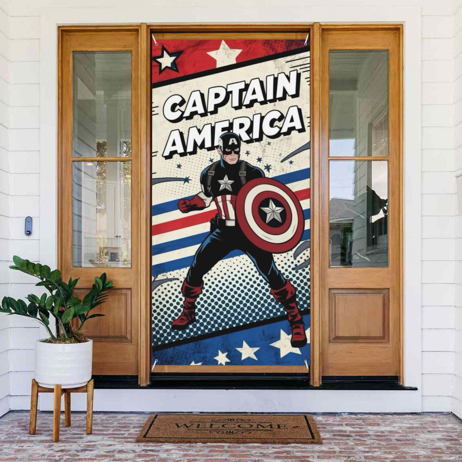 Door Cover Decoration Captain America Hanging Banner Backdrop Tapestry ...